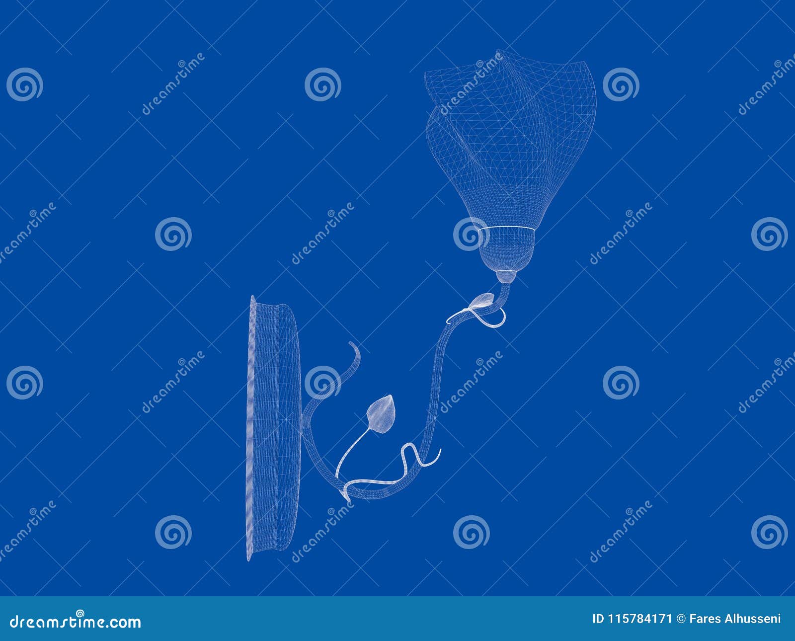 3d Rendering of a Blueprint Lamp Light Holder Isolate on a Blue Stock ...