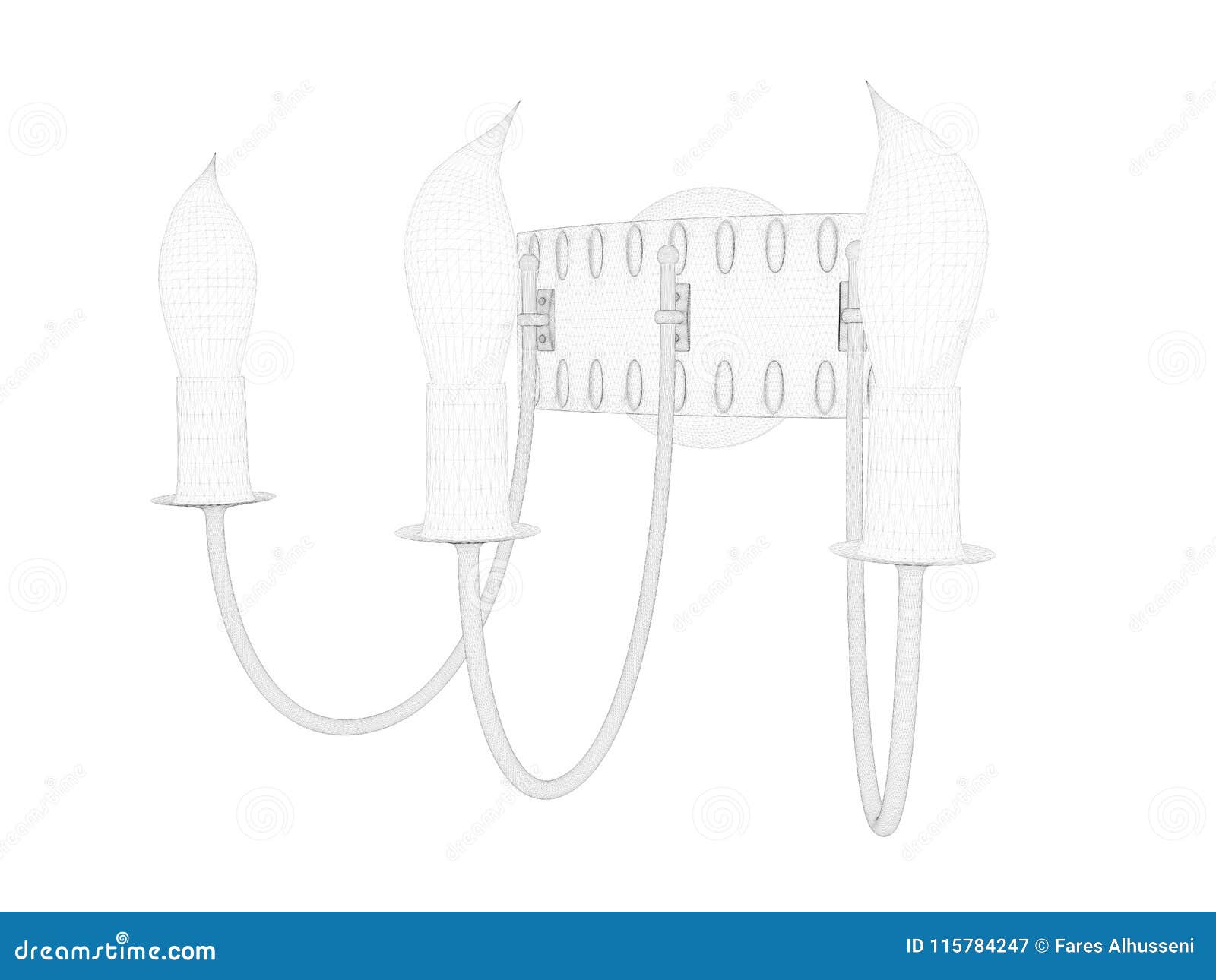 3d Rendering of a Blueprint Lamp Light Holder Isolate on a White Stock ...