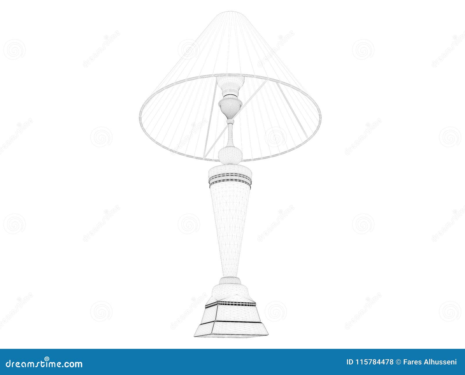 3d Rendering of a Blueprint Lamp Light Holder Isolate on a White Stock ...