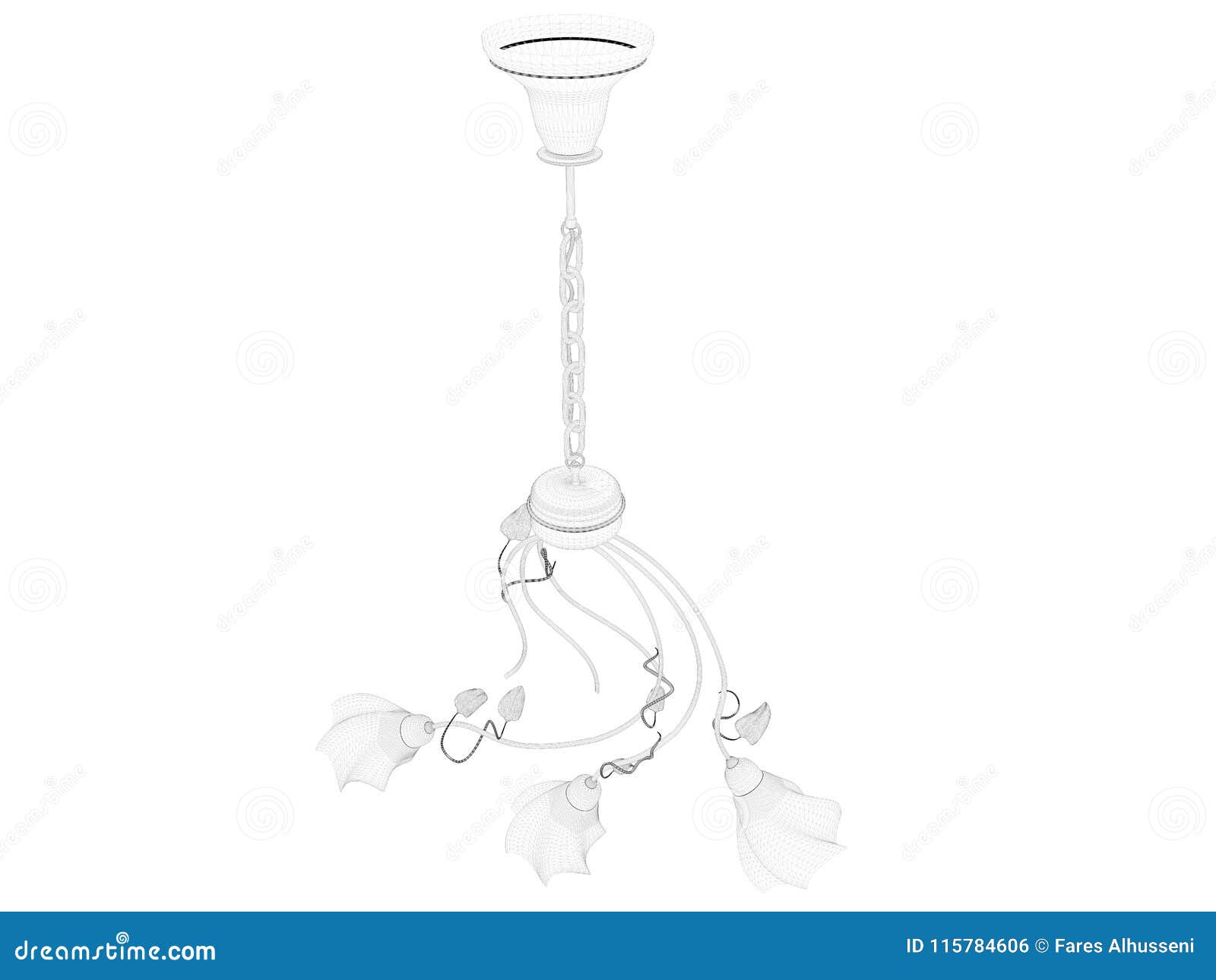 3d Rendering of a Blueprint Lamp Light Holder Isolate on a White Stock ...