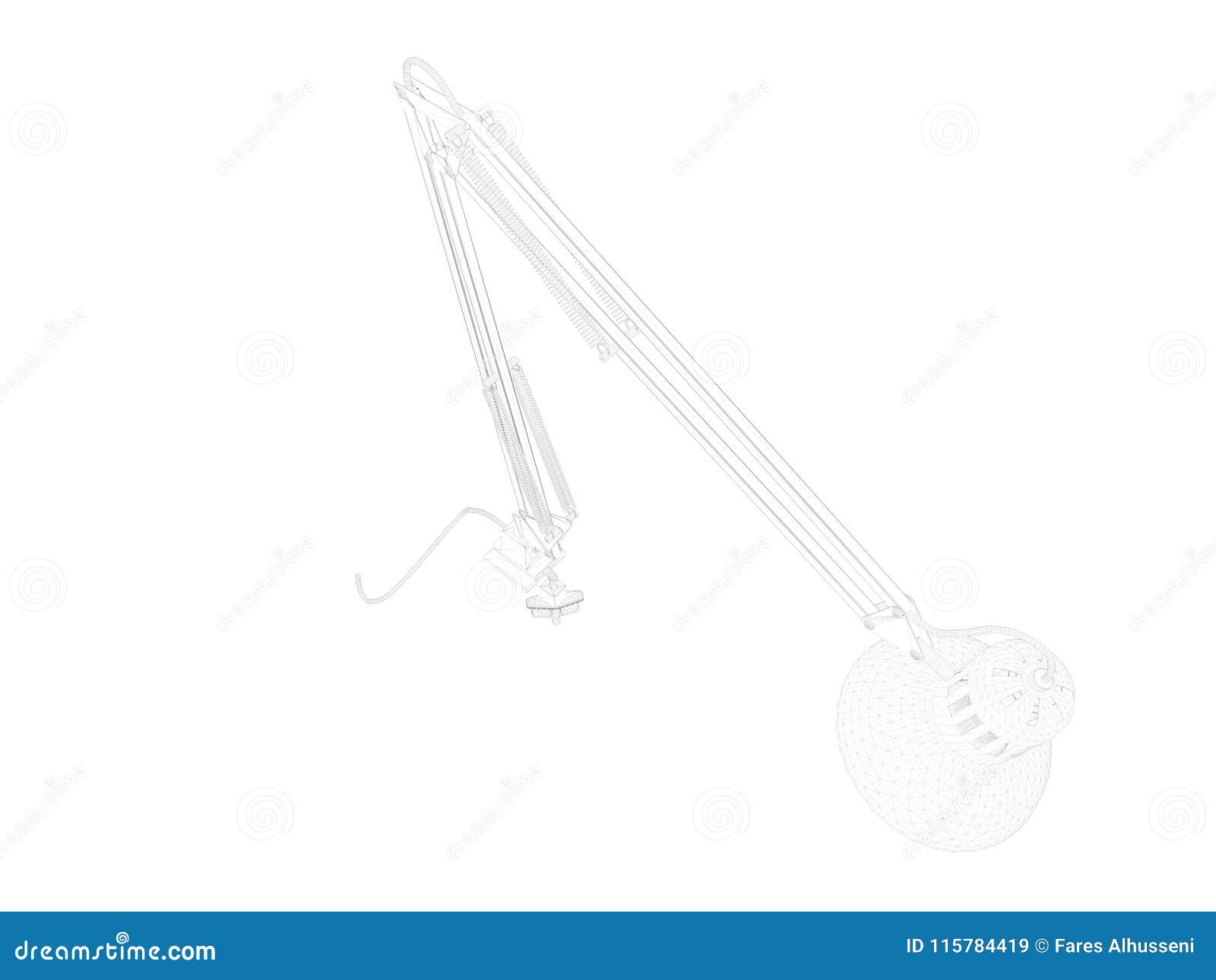 3d Rendering of a Blueprint Lamp Light Holder Isolate on a White Stock ...
