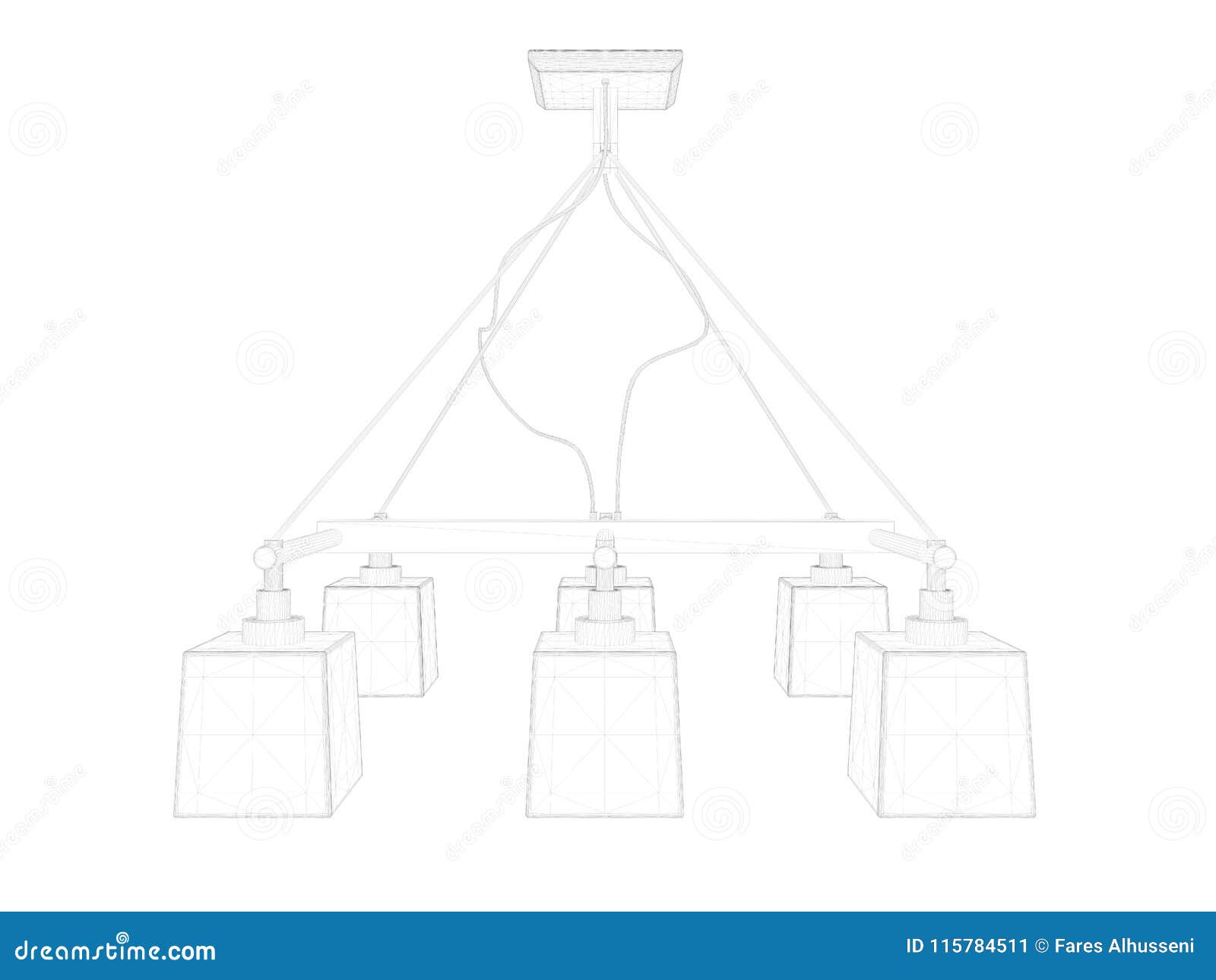3d Rendering of a Blueprint Lamp Light Holder Isolate on a White Stock ...