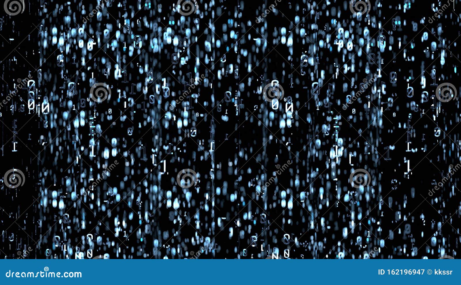 3D Rendering of Blur Binary Data Background in Blue Color Tone. Concept for Big Data, Deep ...