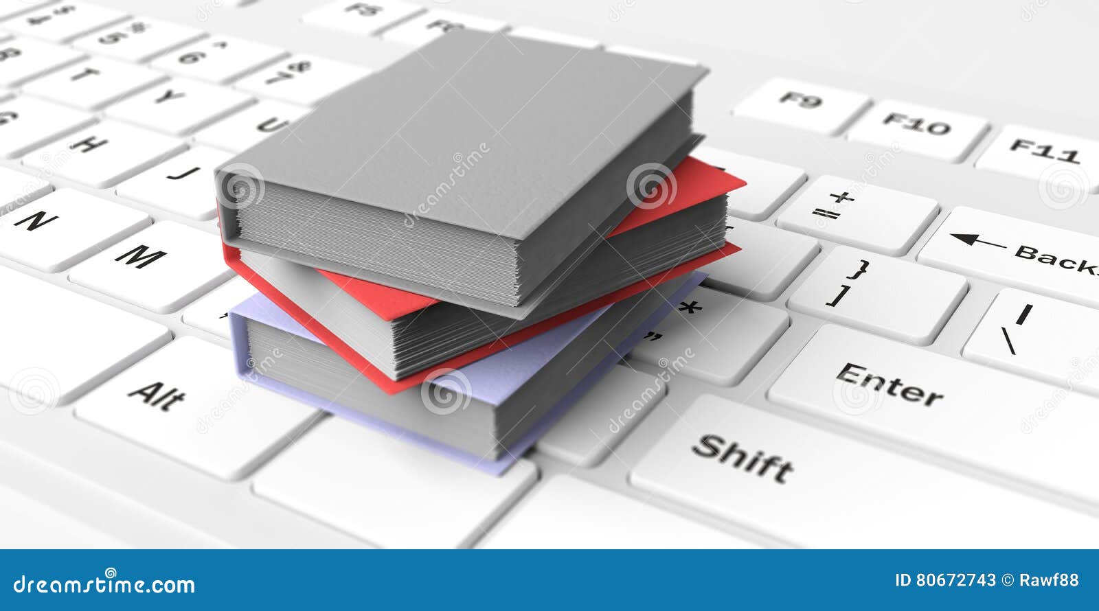 3d Rendering Books on Keyboard Stock Illustration - Illustration of ...