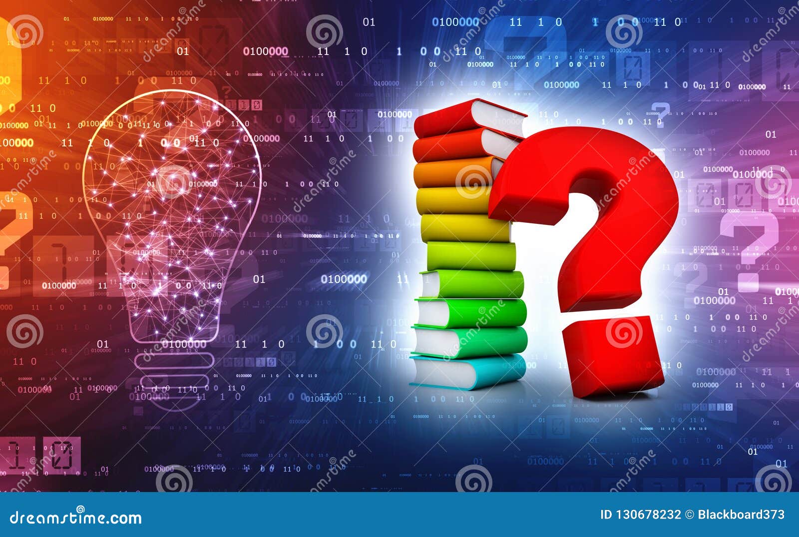 Book With Question Mark In Digital Background. 3d Render Stock ...