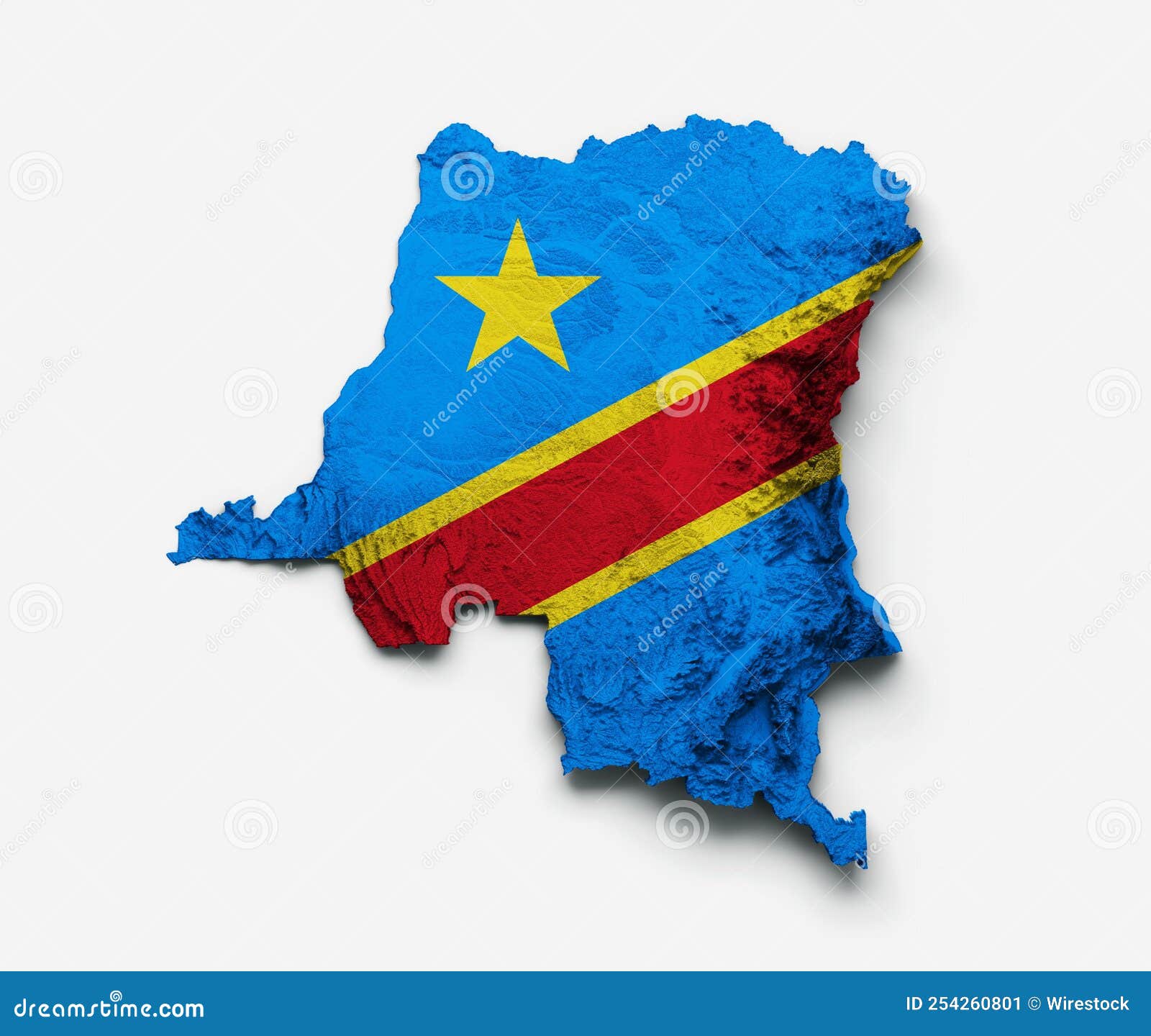 3D Rendering of the Border of Congo with Relief and the National Flag ...