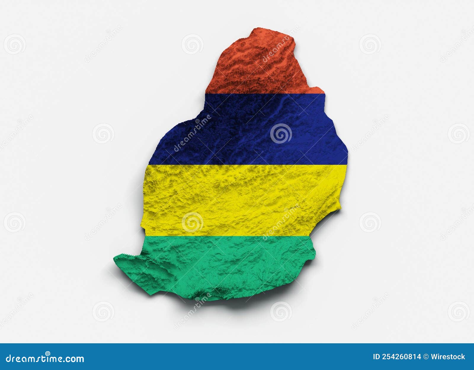 3D Rendering of the Border of Mauritius with Relief and the National ...