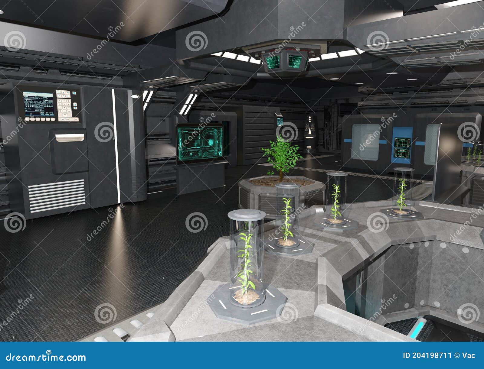 3D Rendering Botanical Space Laboratory Stock Illustration - Illustration of rendering, space ...