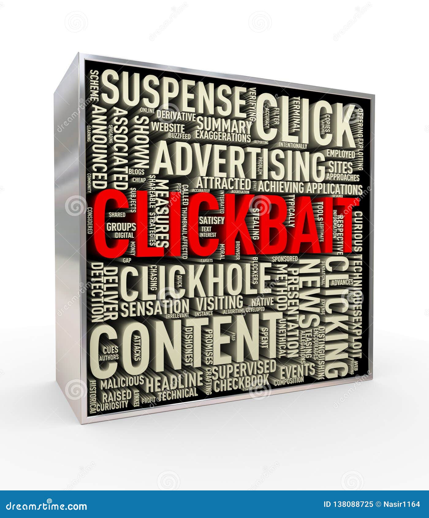 3d Render of Clickbait Tag Wordcloud Stock Illustration - Illustration ...