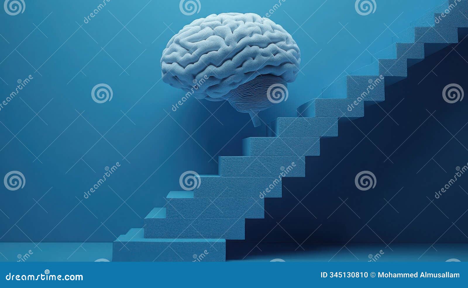 A 3D Rendering of a Brain Climbing a Set of Stairs, Generative AI Stock ...