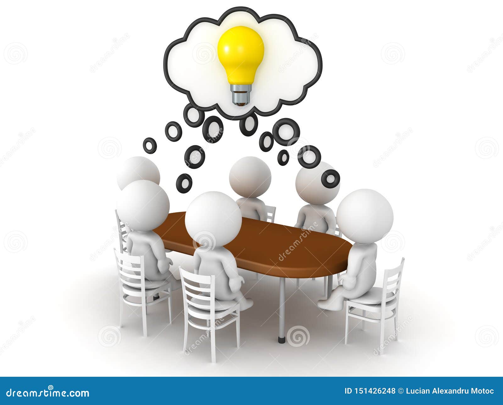 3D Rendering of Brainstorming an Idea at a Meeting Stock Illustration ...