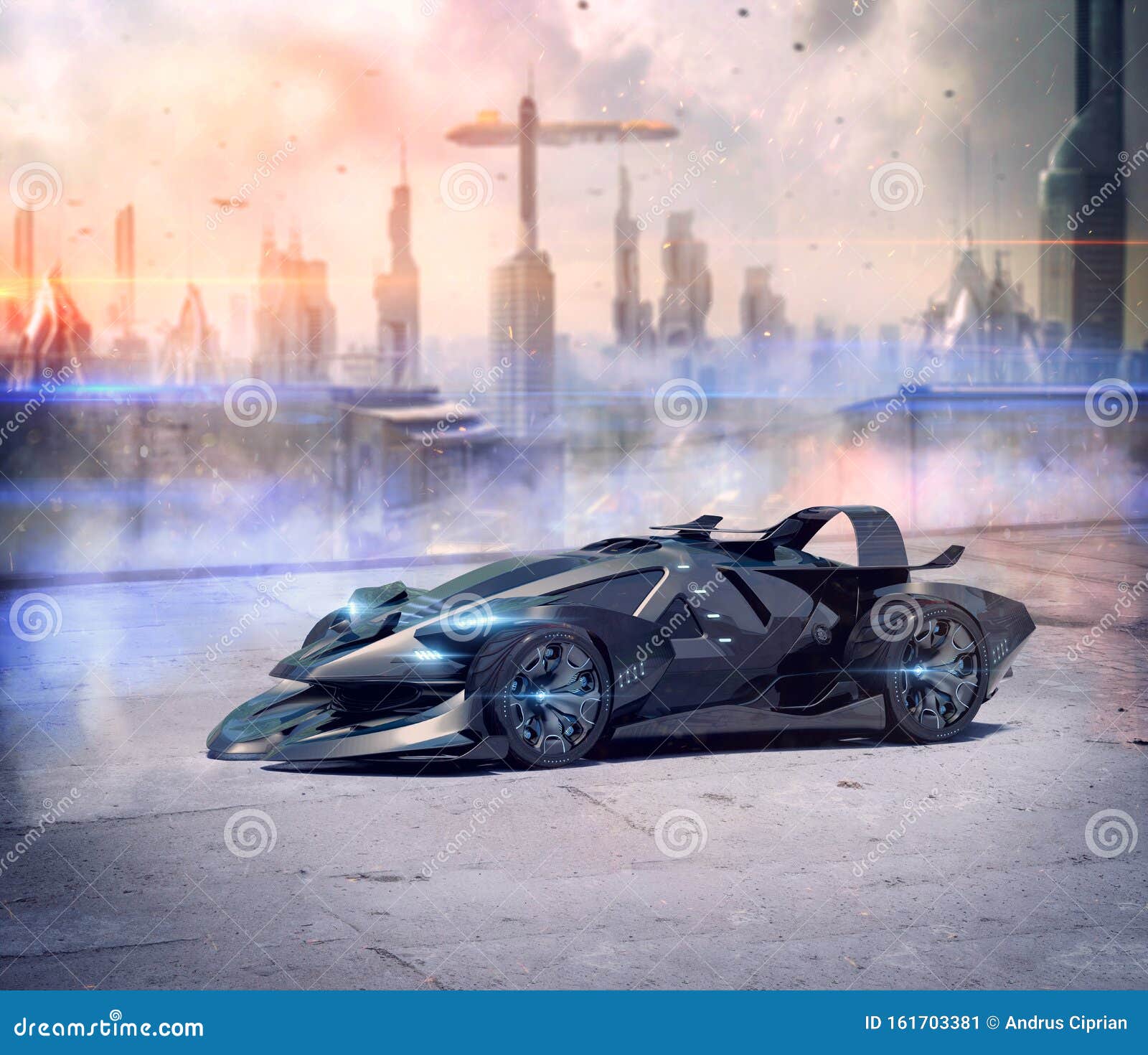 3D rendering - concept car stock illustration. Illustration of hybrid ...