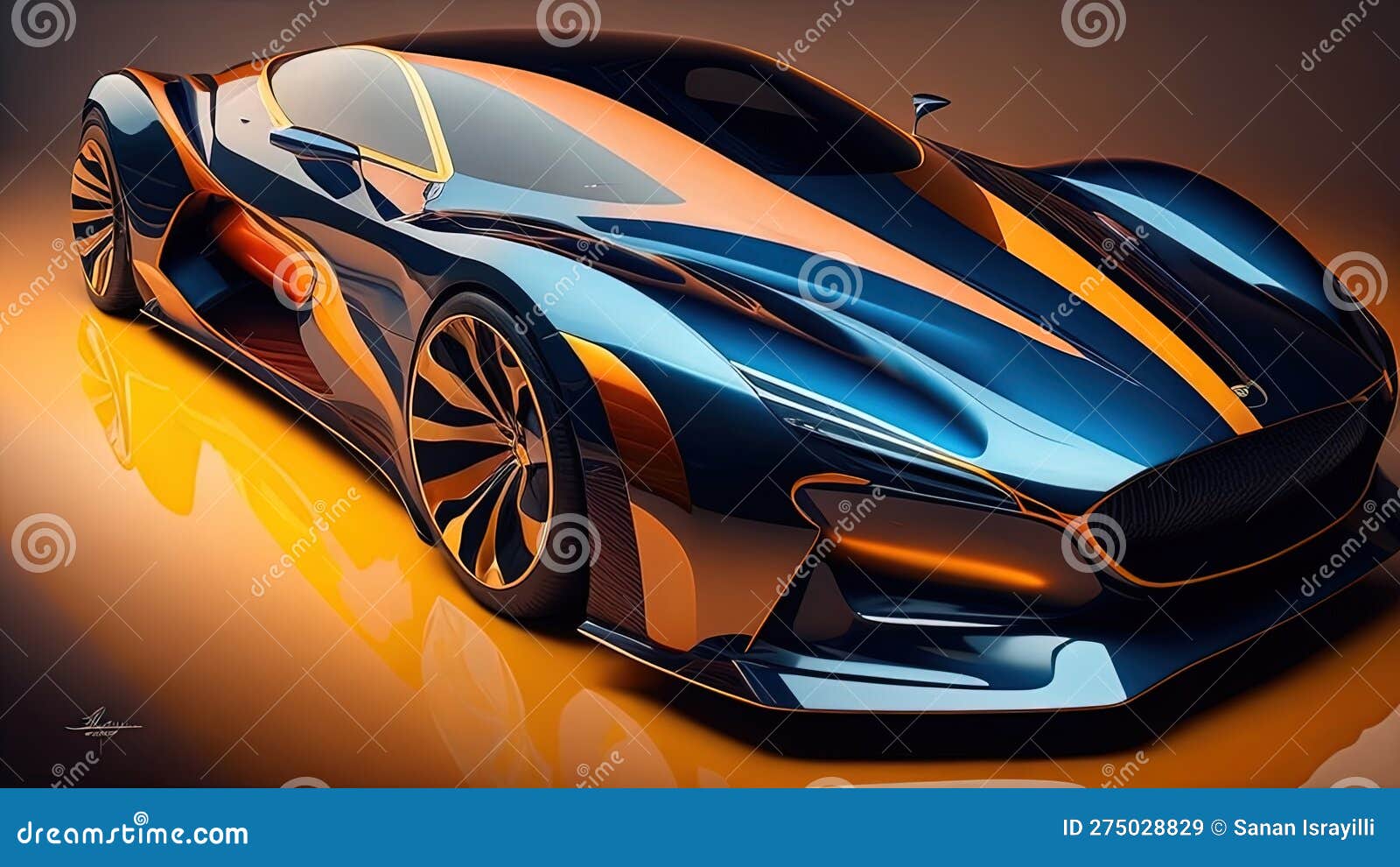 3D Rendering of a Brand-less Generic Concept Car in Studio Environment ...