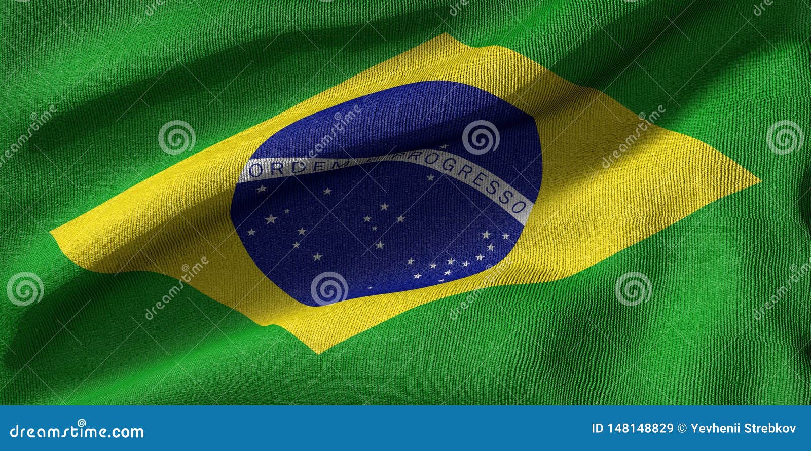 3d Rendering of a Brazil Flag with Fabric Texture Stock Image - Image ...