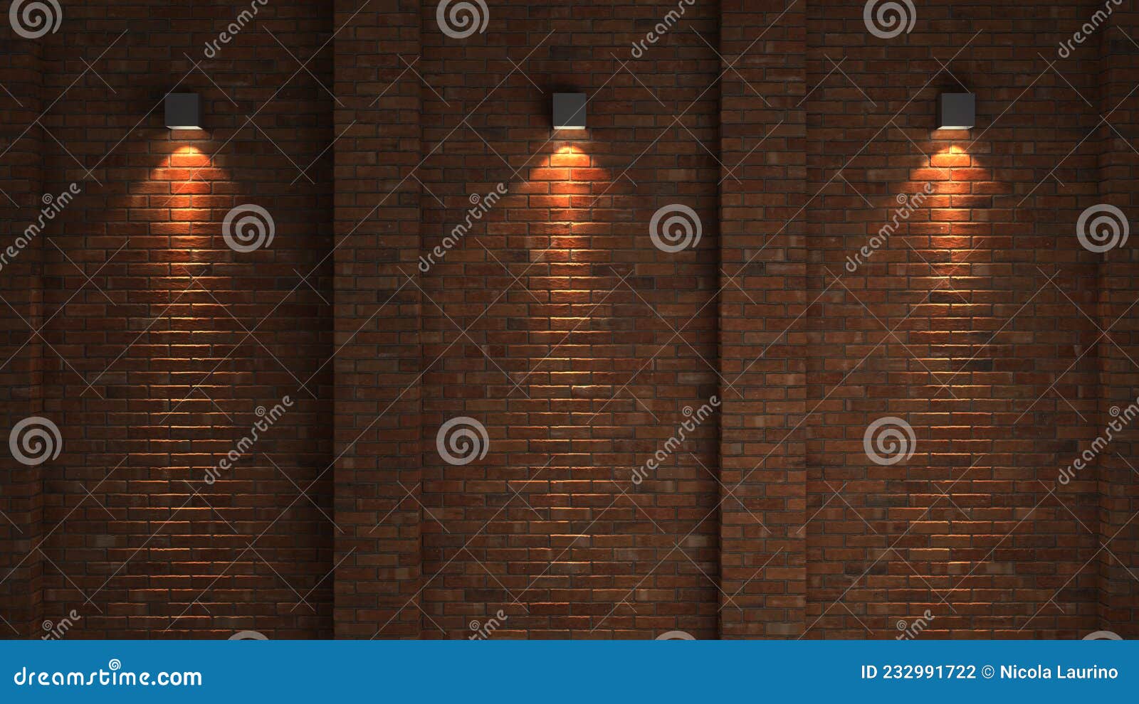 3d Rendering of a Brick Wall with Decorative Lighting Stock ...