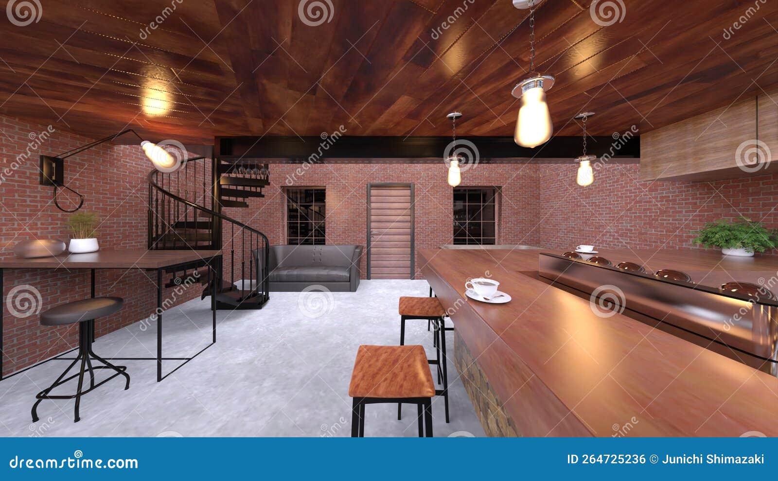 3D Rendering of the Brick Wall Restaurants Stock Illustration ...
