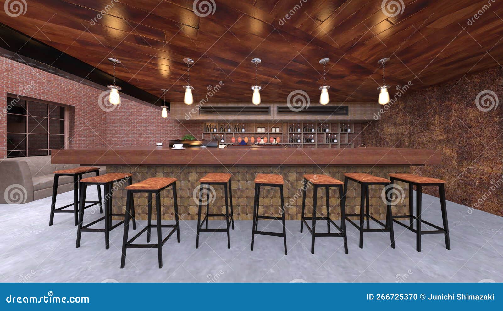 3D Rendering of the Brick Wall Restaurants Stock Illustration ...
