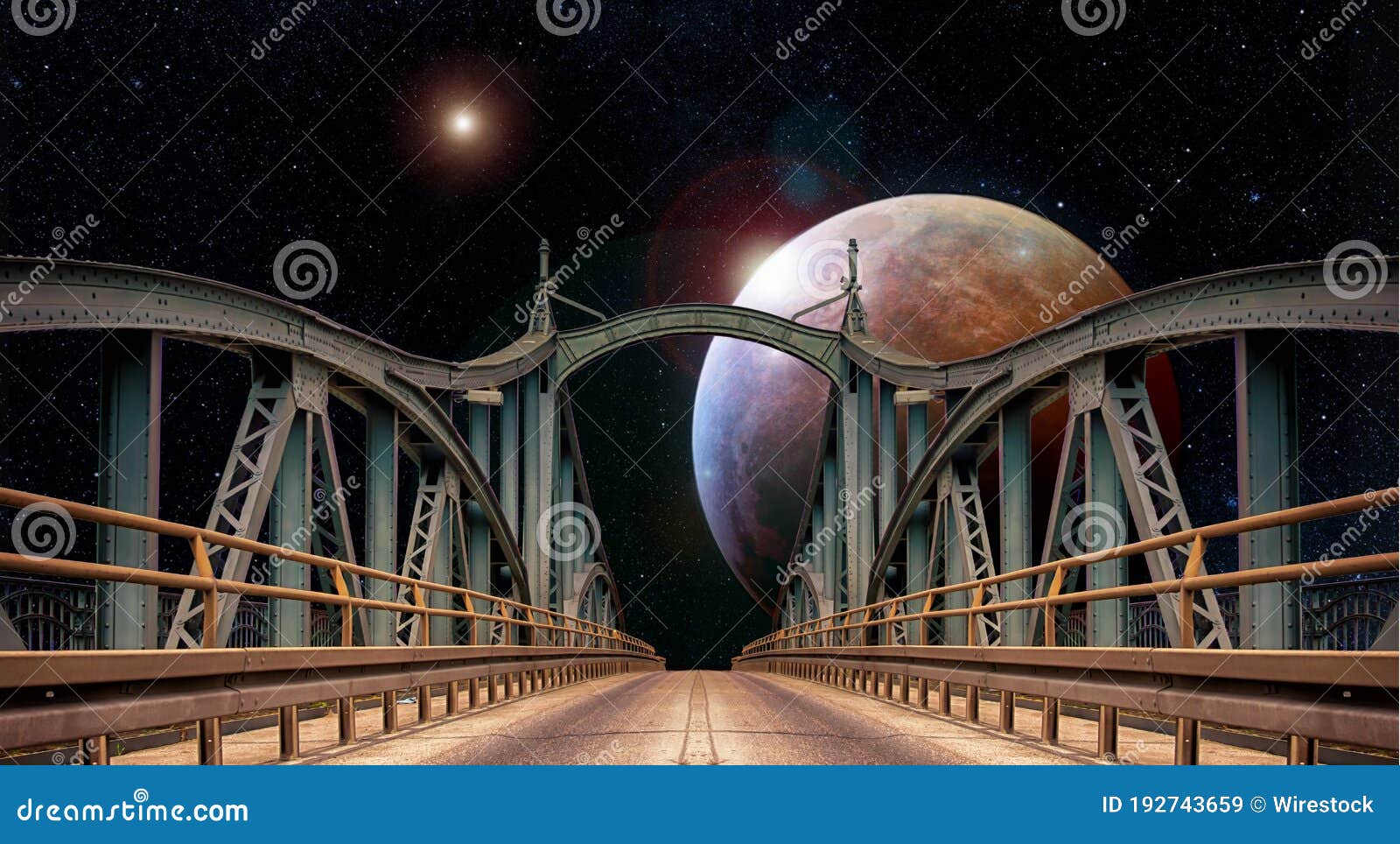 3D Rendering of a Bridge To Space Planet Stock Illustration ...