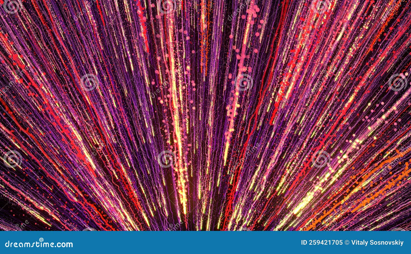 3D Rendering of Bright Multi-colored Particles Fill the Space with Jets ...