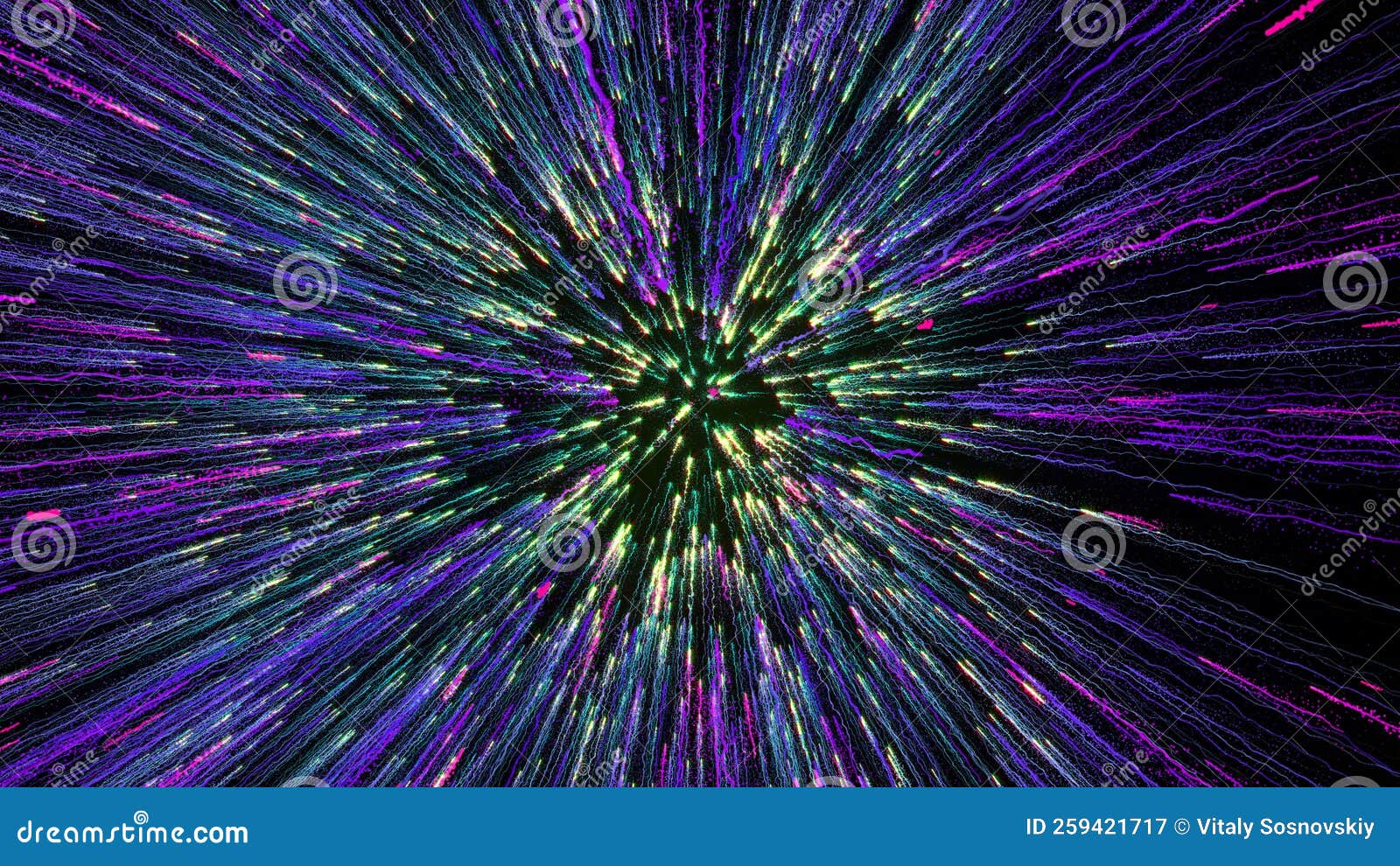 3D Rendering of Bright Multi-colored Particles Fill the Space with Jets ...