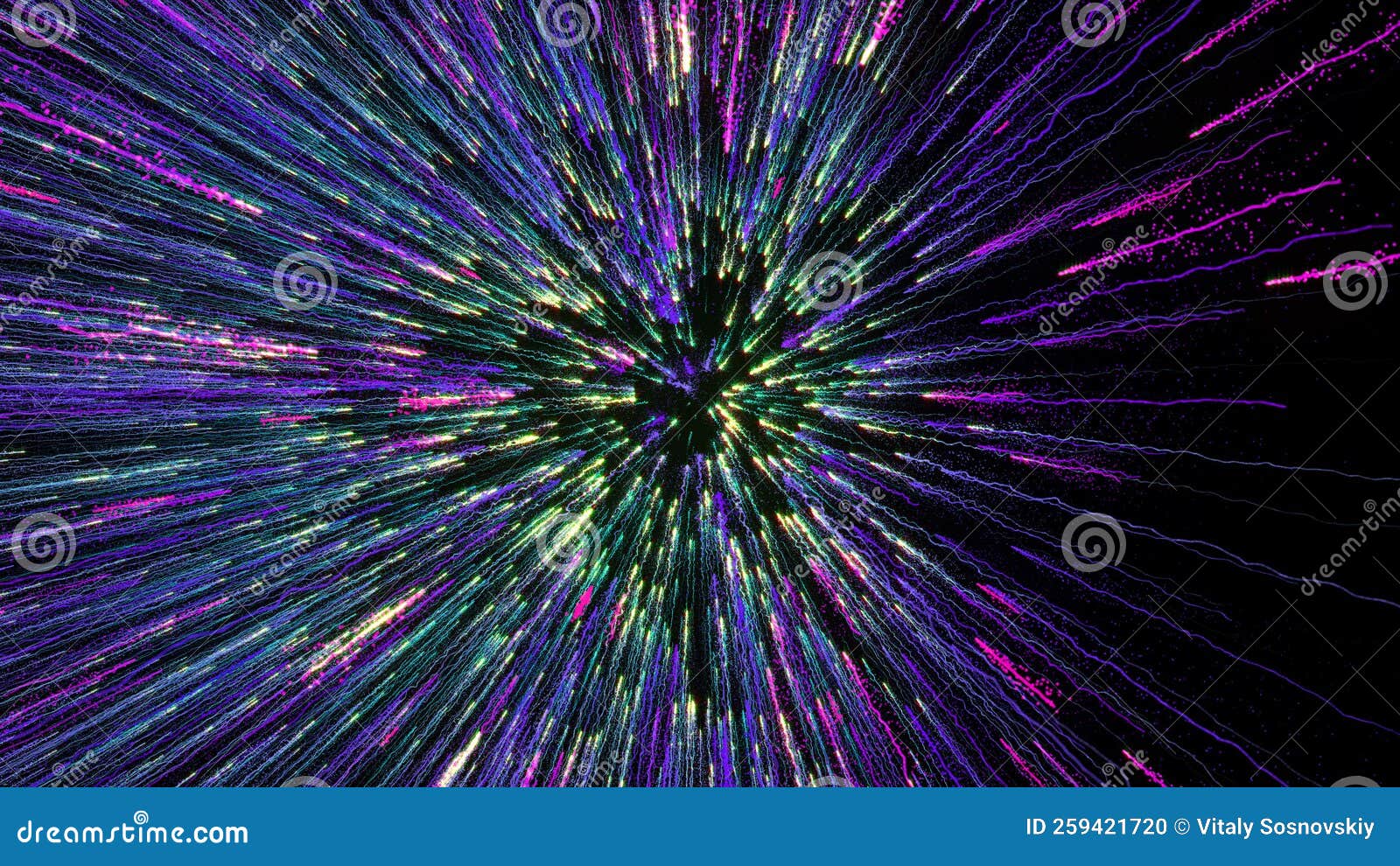 3D Rendering of Bright Multi-colored Particles Fill the Space with Jets ...