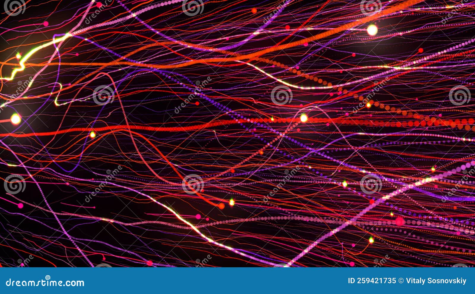 3D Rendering of Bright Multi-colored Particles Fill the Space with Jets ...