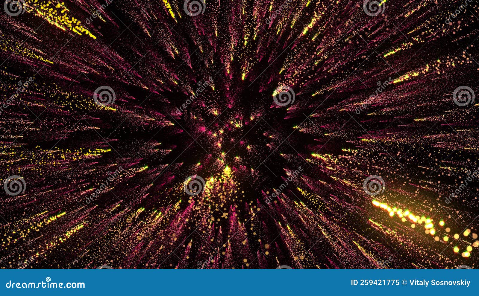 3D Rendering of Bright Multi-colored Particles Fill the Space with Jets ...