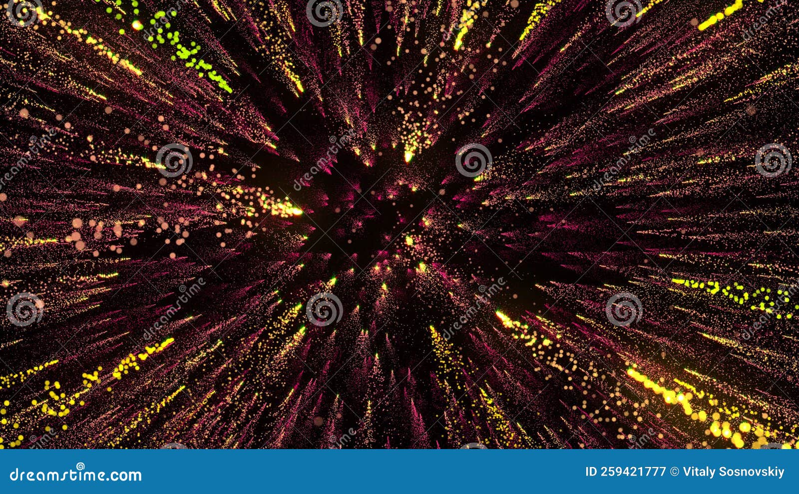 3D Rendering of Bright Multi-colored Particles Fill the Space with Jets ...