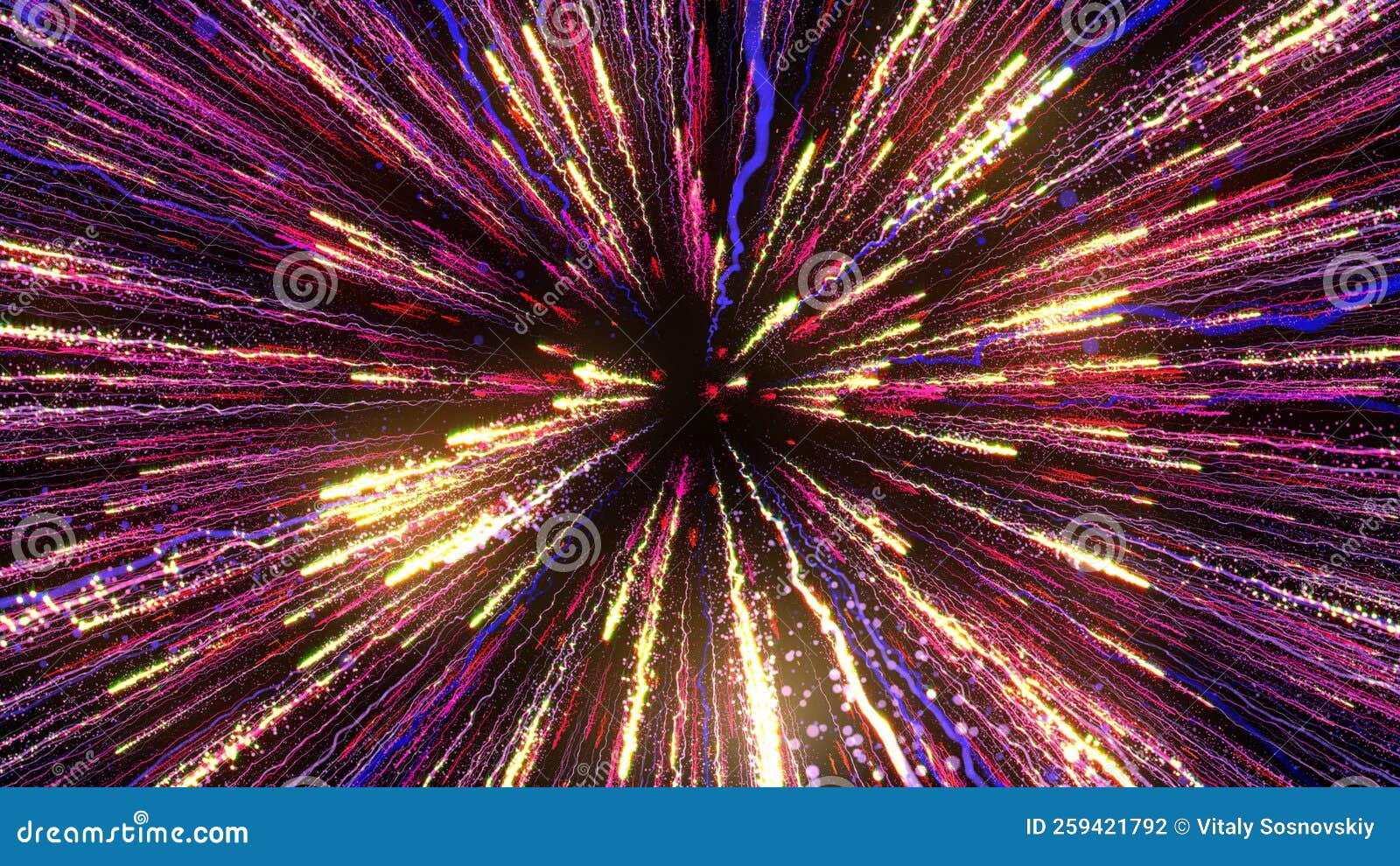 3D Rendering of Bright Multi-colored Particles Fill the Space with Jets ...