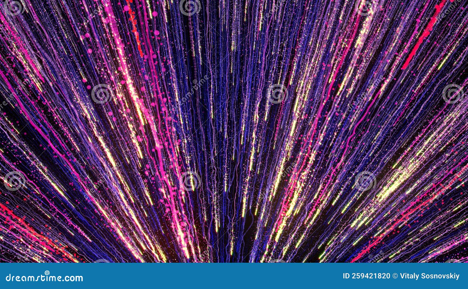 3D Rendering of Bright Multi-colored Particles Fill the Space with Jets ...