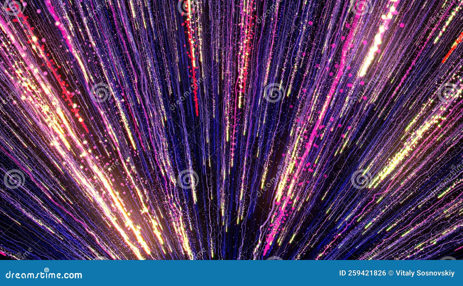 3D Rendering of Bright Multi-colored Particles Fill the Space with Jets ...