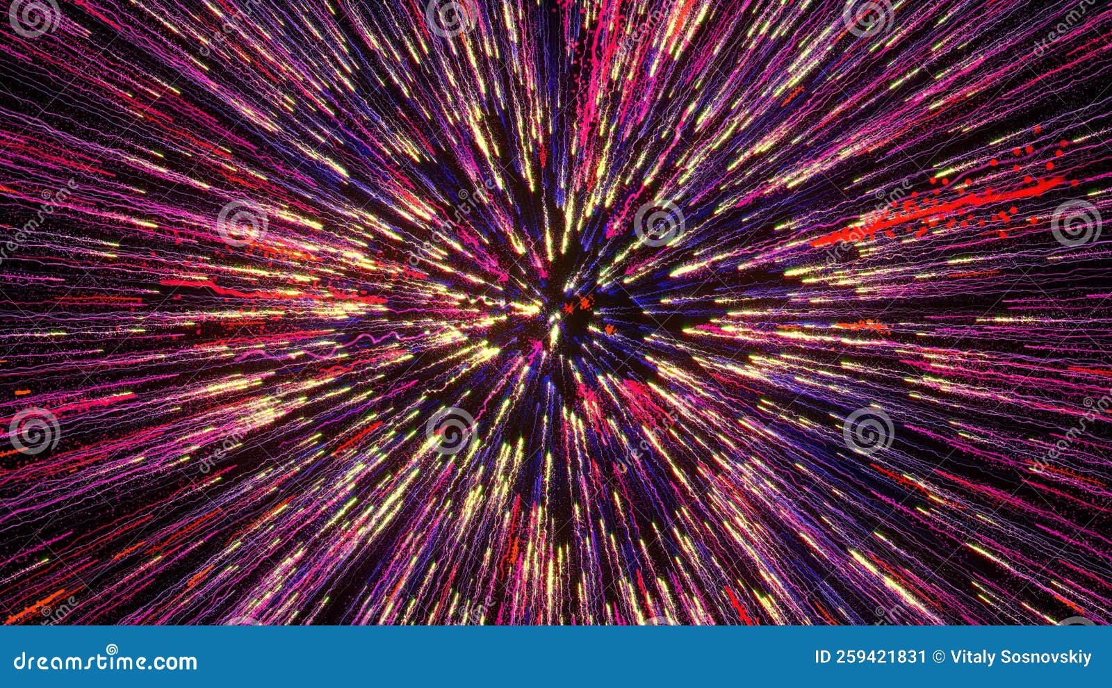 3D Rendering of Bright Multi-colored Particles Fill the Space with Jets ...