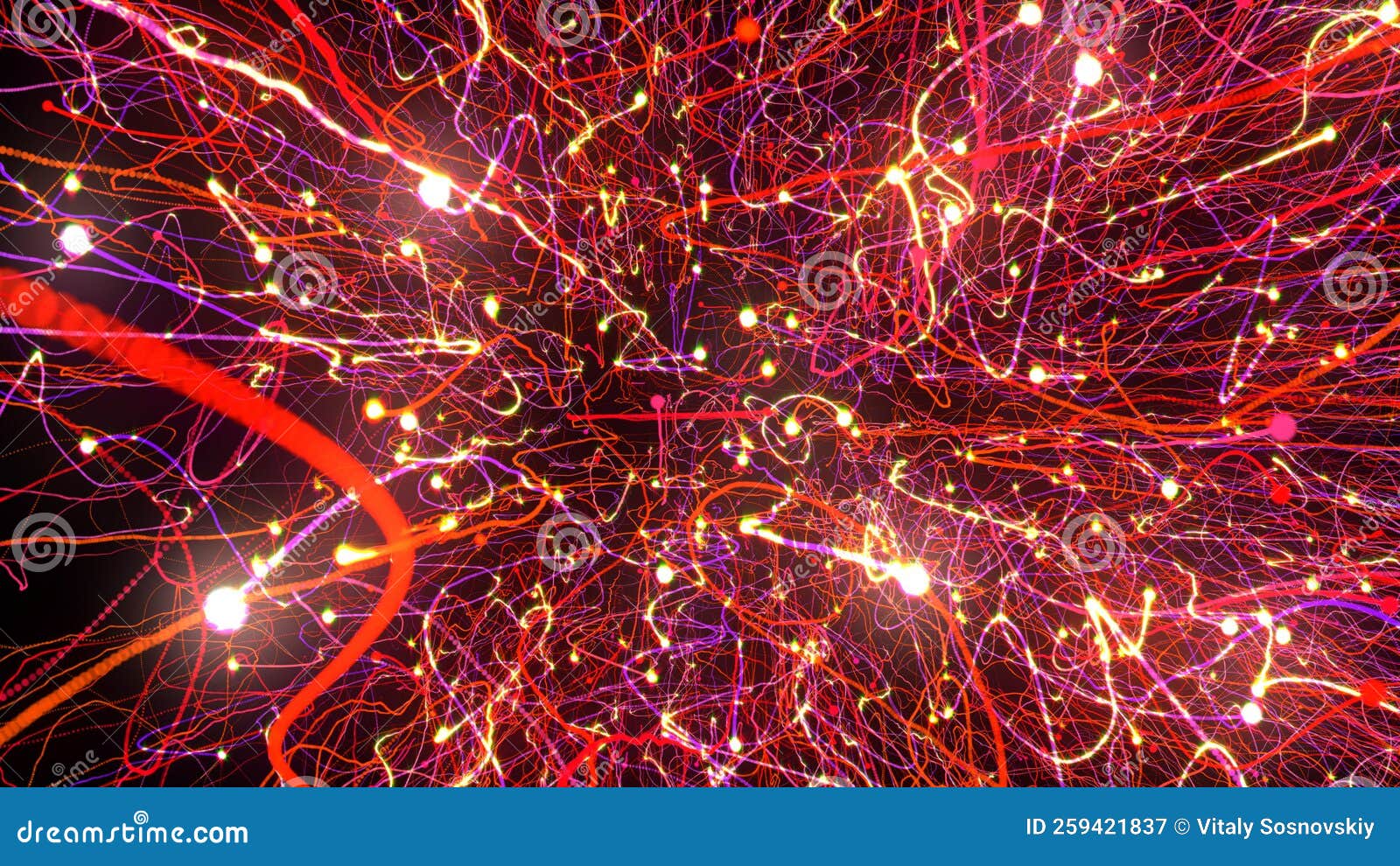 3D Rendering of Bright Multi-colored Particles Fill the Space with Jets ...