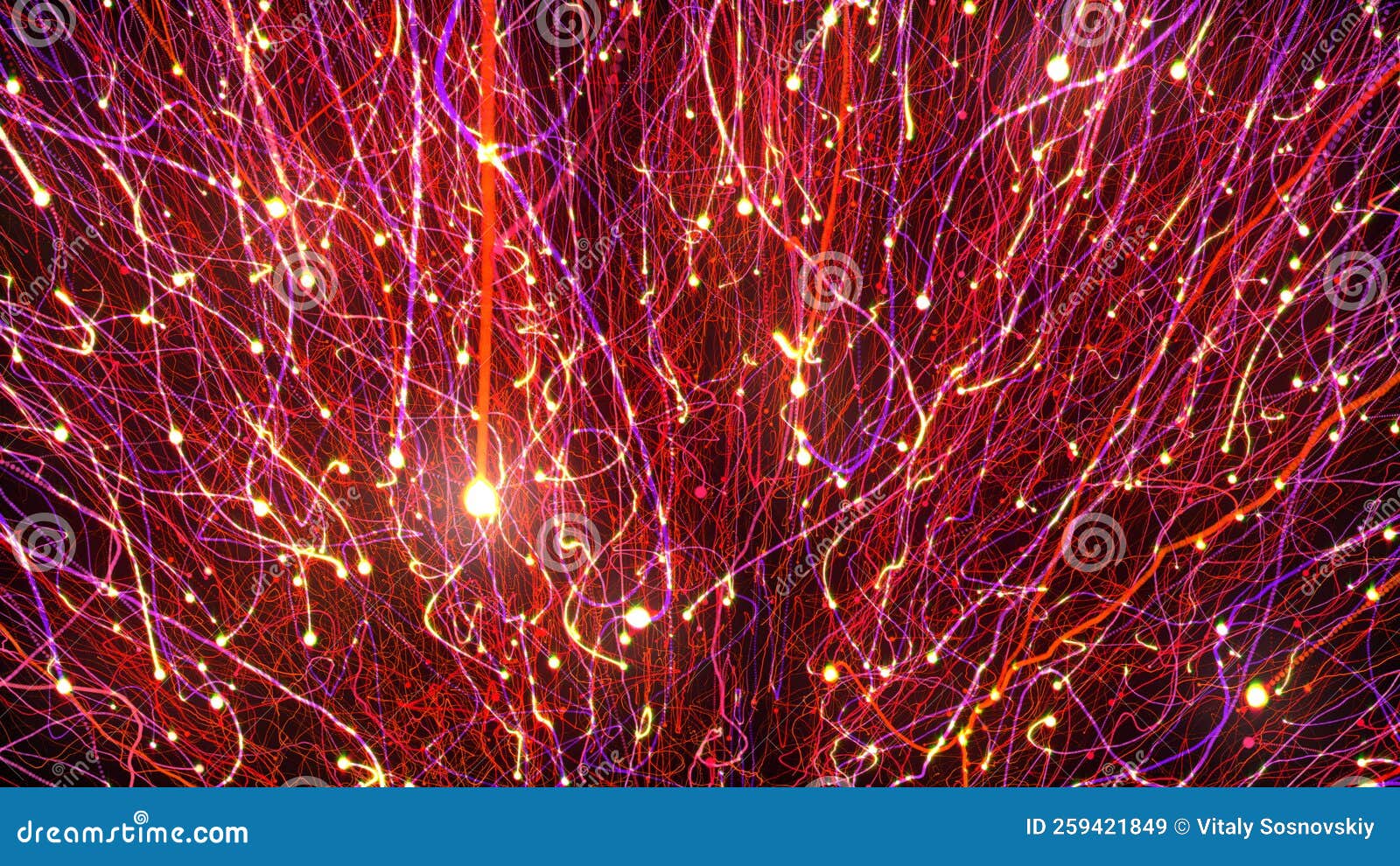 3D Rendering of Bright Multi-colored Particles Fill the Space with Jets ...