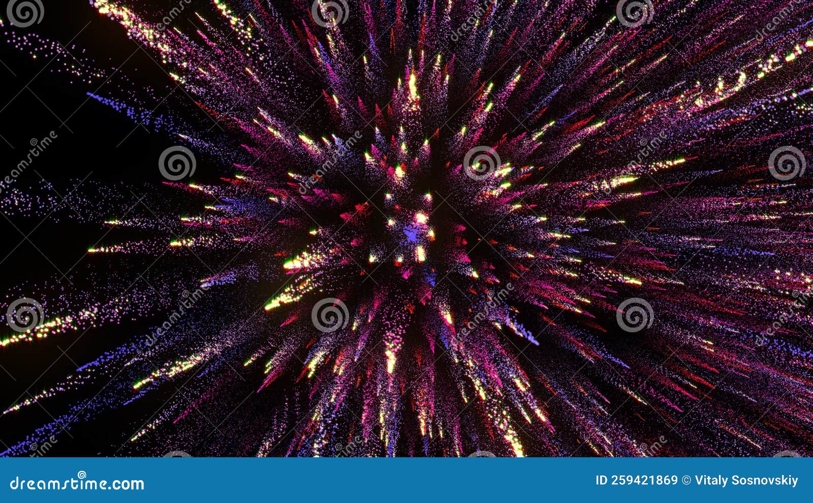 3D Rendering of Bright Multi-colored Particles Fill the Space with Jets ...