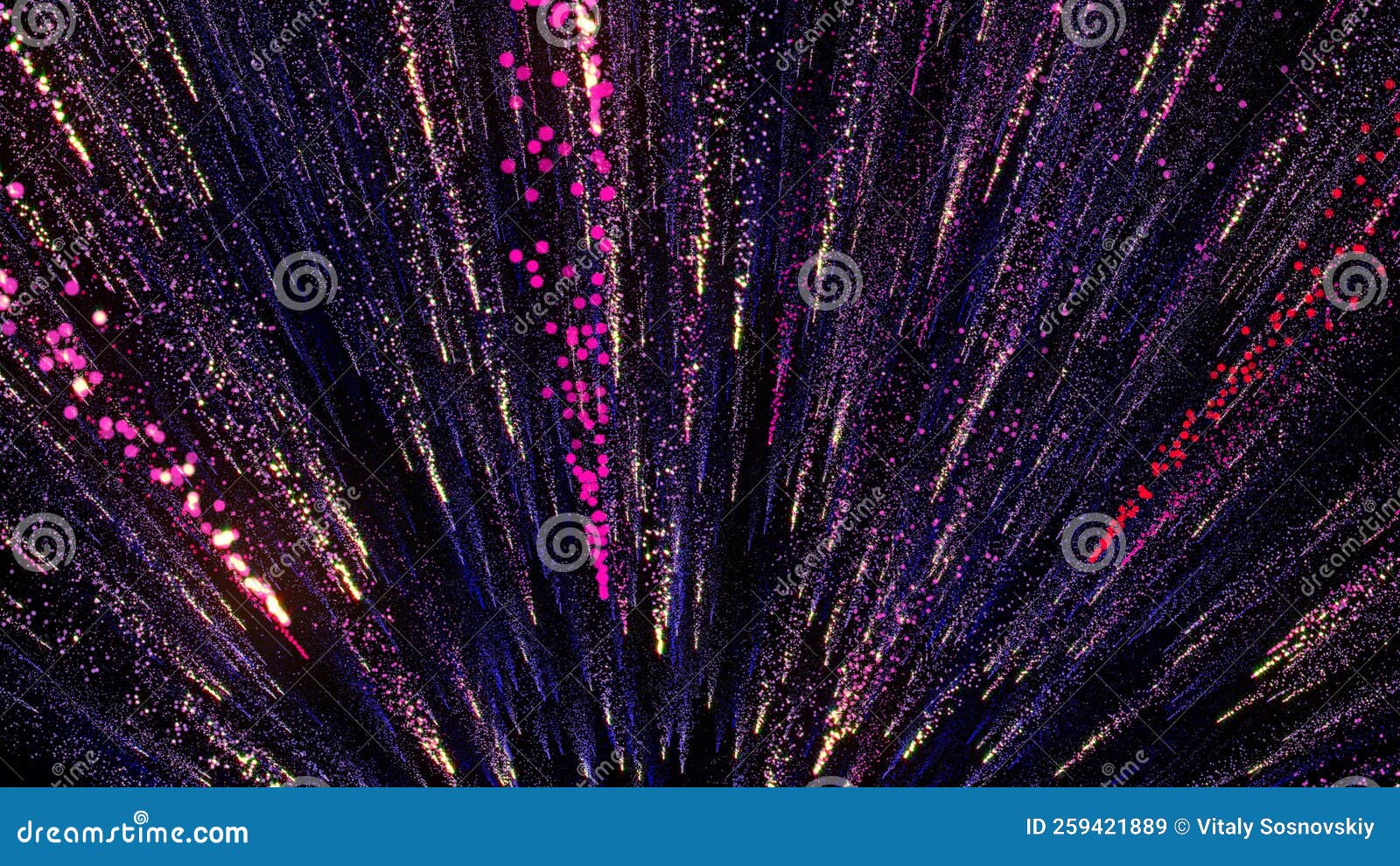 3D Rendering of Bright Multi-colored Particles Fill the Space with Jets ...