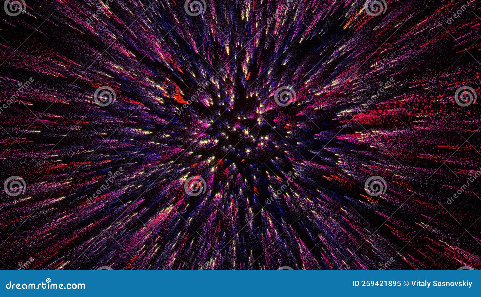 3D Rendering of Bright Multi-colored Particles Fill the Space with Jets ...