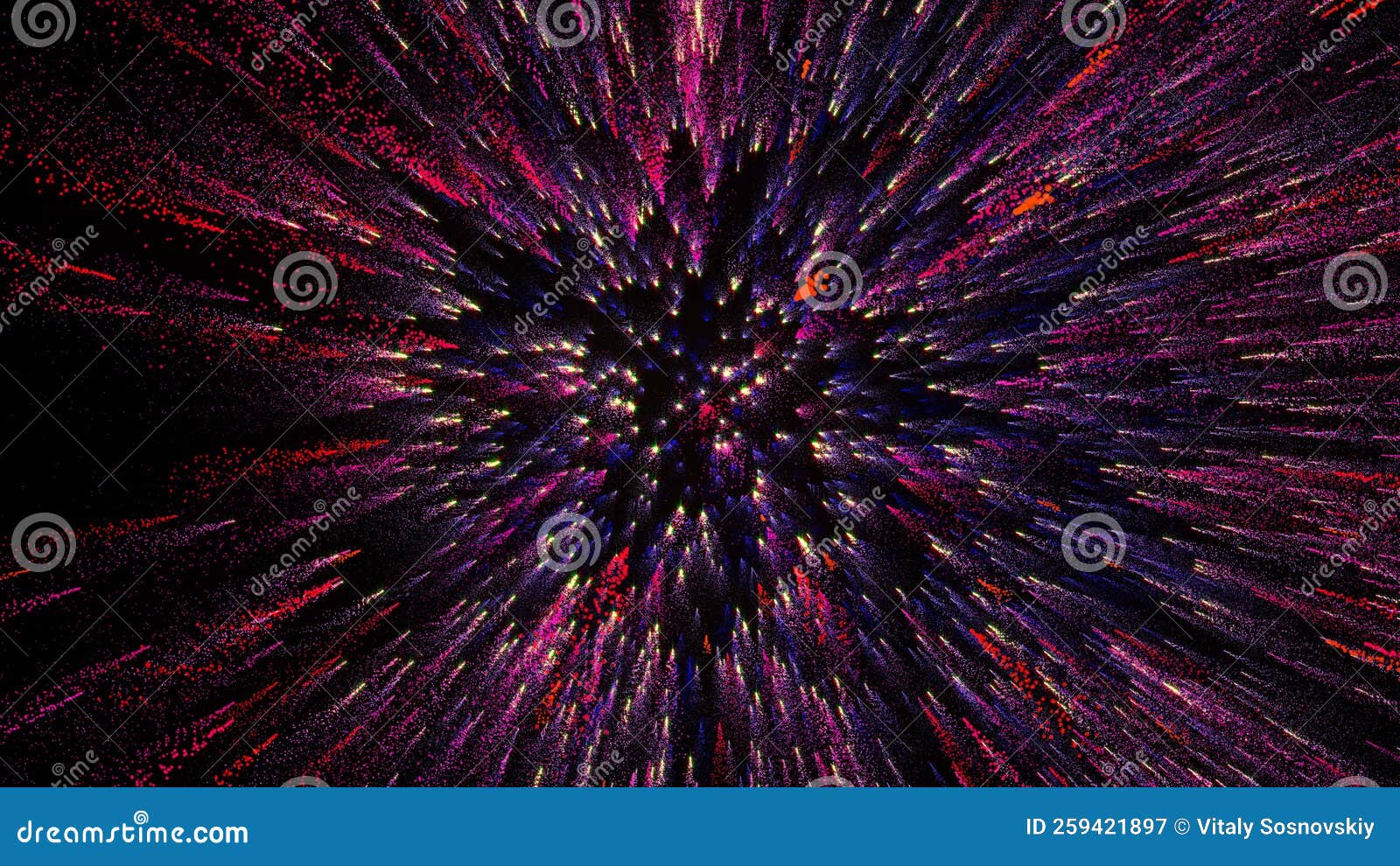 3D Rendering of Bright Multi-colored Particles Fill the Space with Jets ...