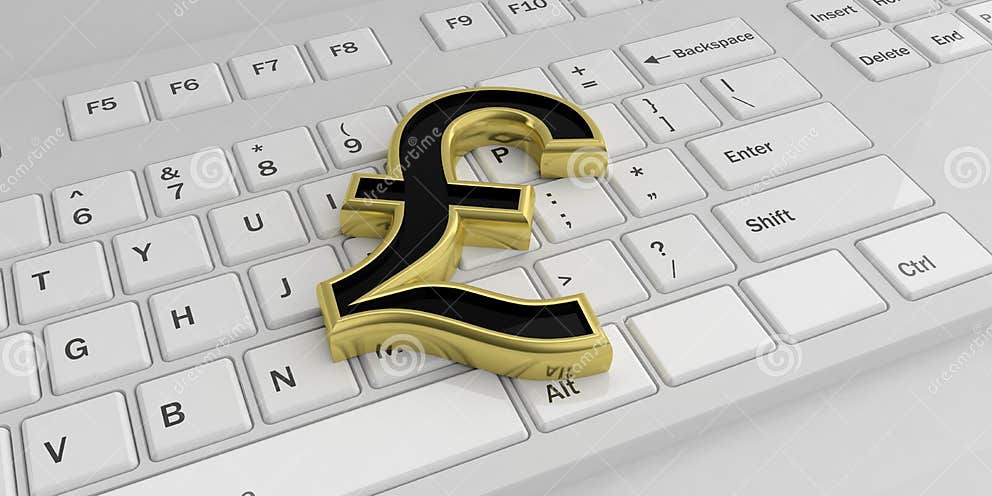 3d Rendering British Pound Symbol on a Keyboard Stock Illustration ...