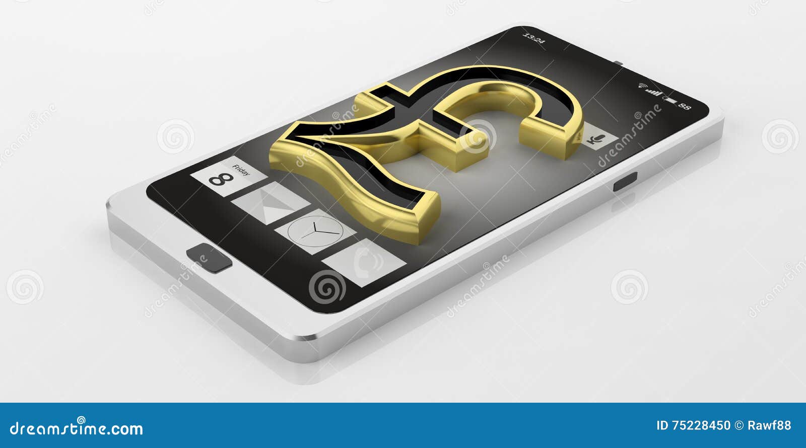 3d Rendering British Pound Symbol on a Smart Phone Stock Illustration ...