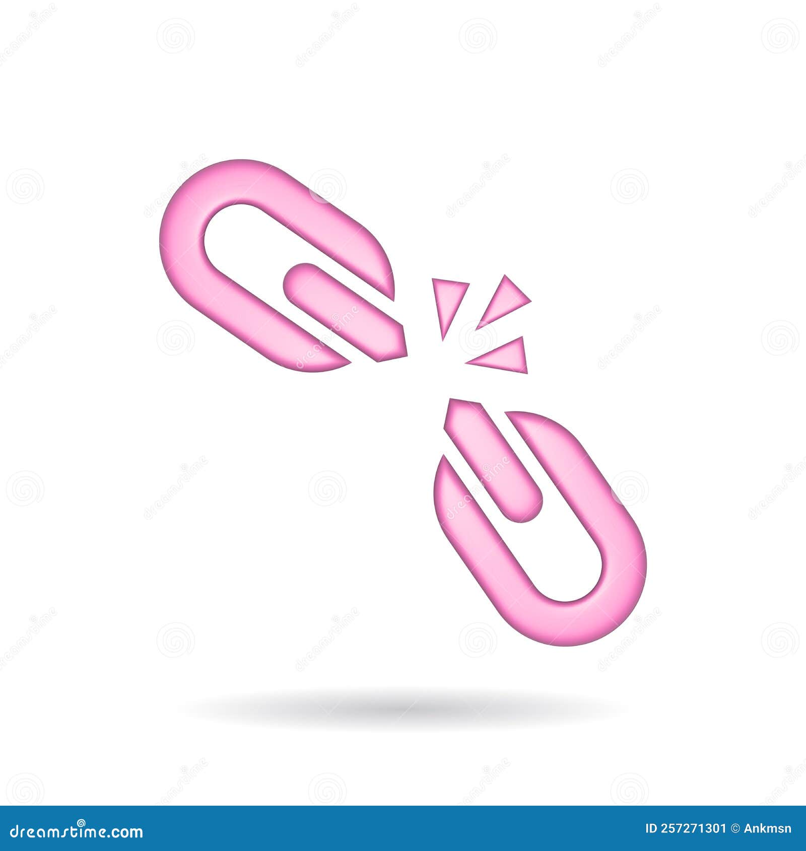 3d Rendering Broken Chain Icon. Illustration with Shadow Isolated on ...