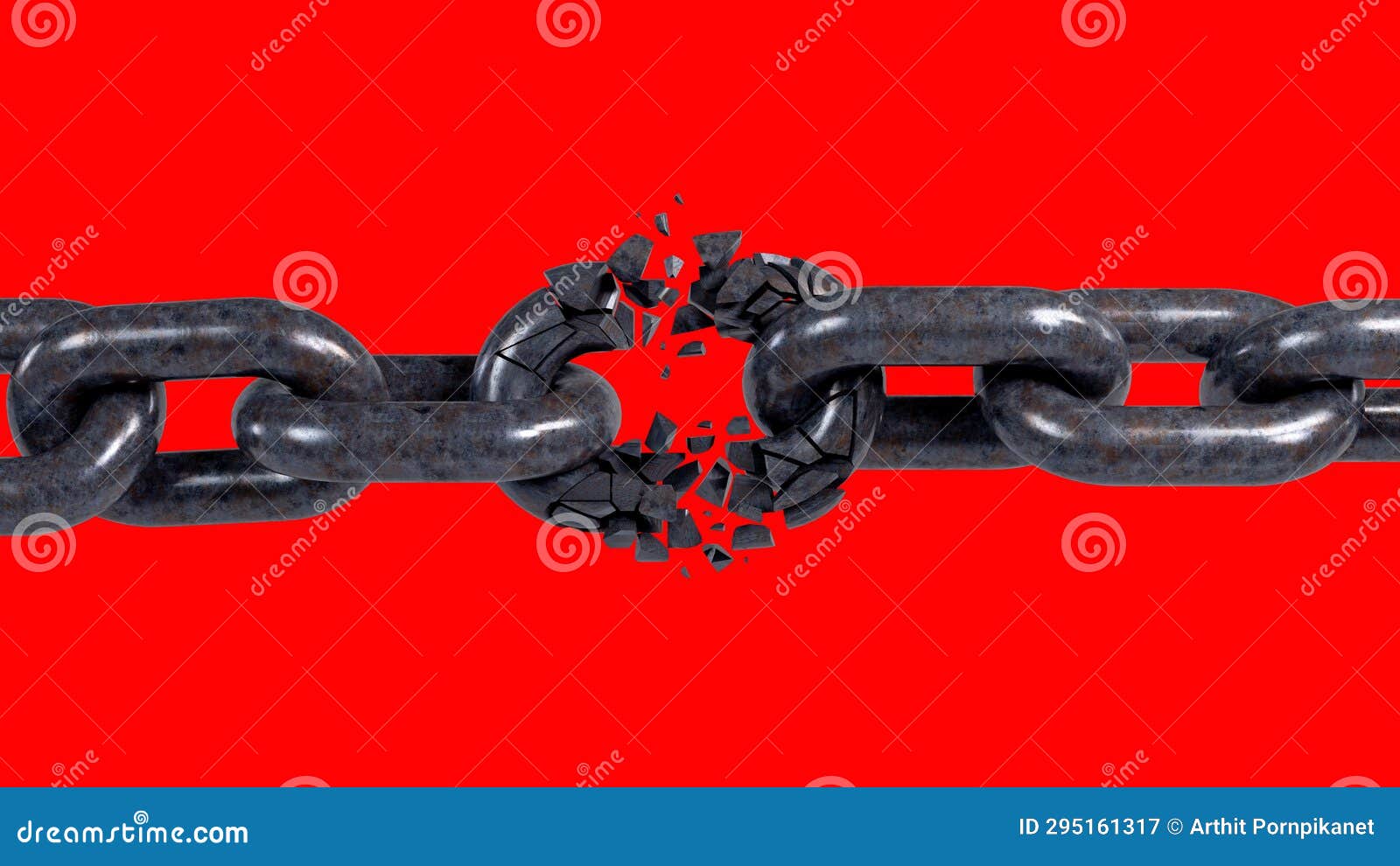 3D Rendering of Broken Iron Chain, Freedom from Restrictions, Breaking ...