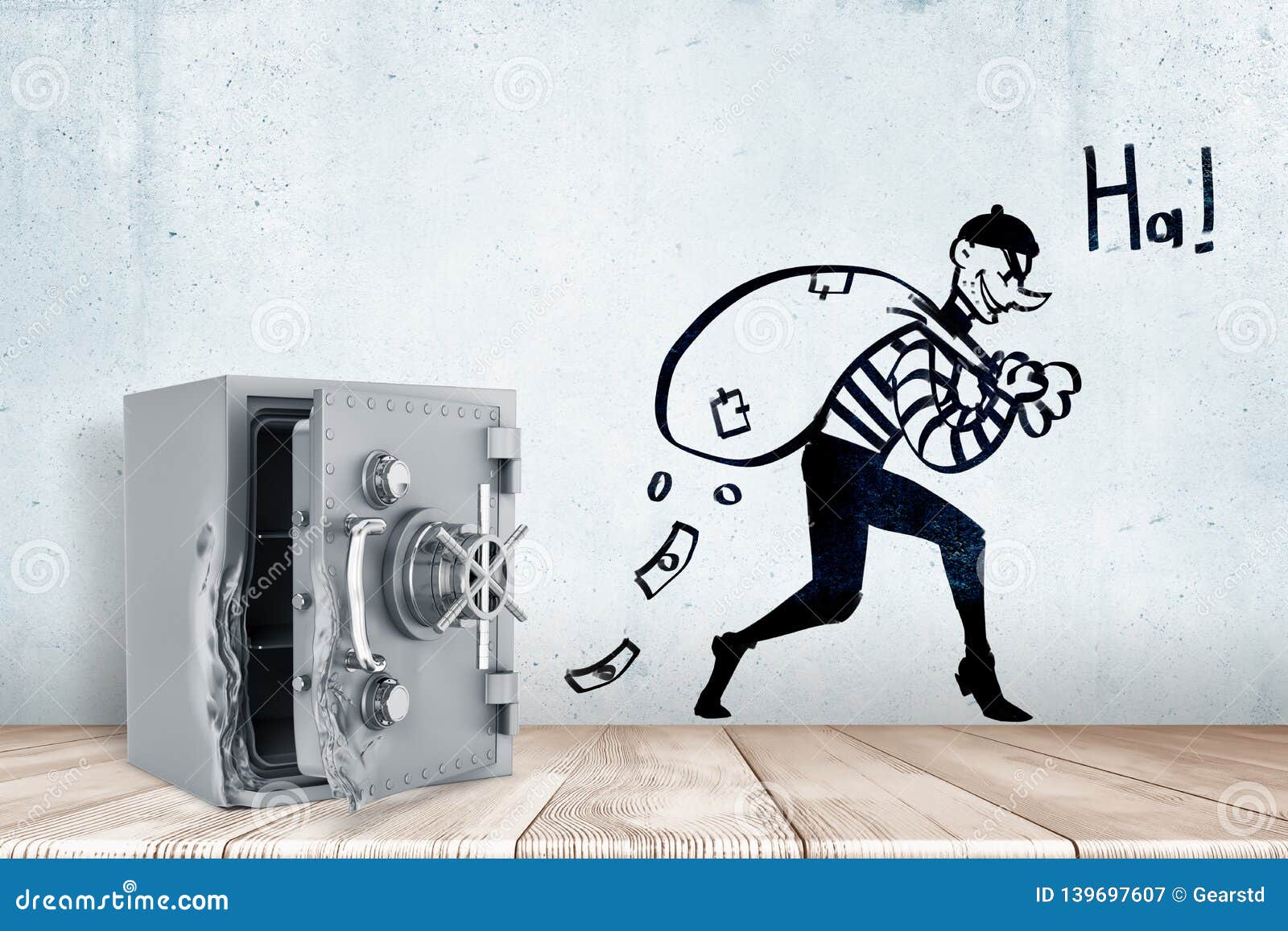 3d Rendering of Broken Open Safe Vault on White Wooden Floor and ... 3d Rendering of Broken Open Safe Vault on White Wooden Floor and ...