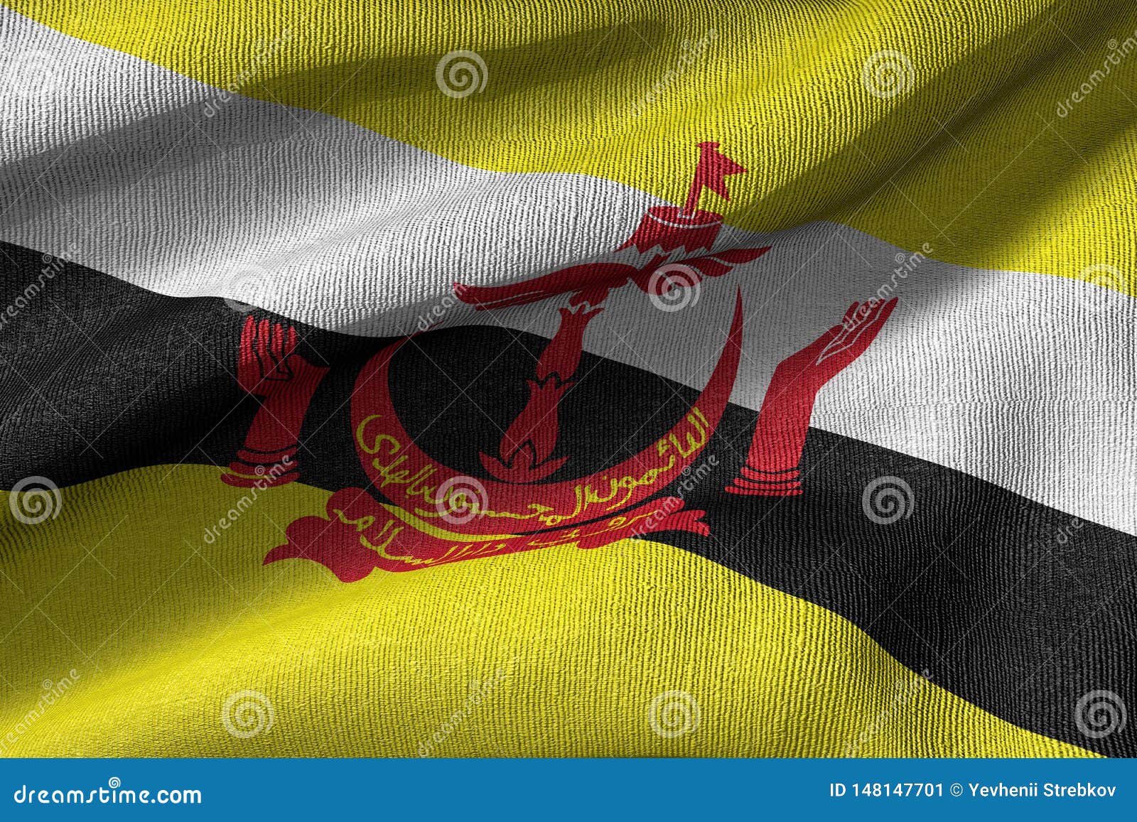 3d Rendering of a Brunei Flag with Fabric Texture Stock Illustration ...