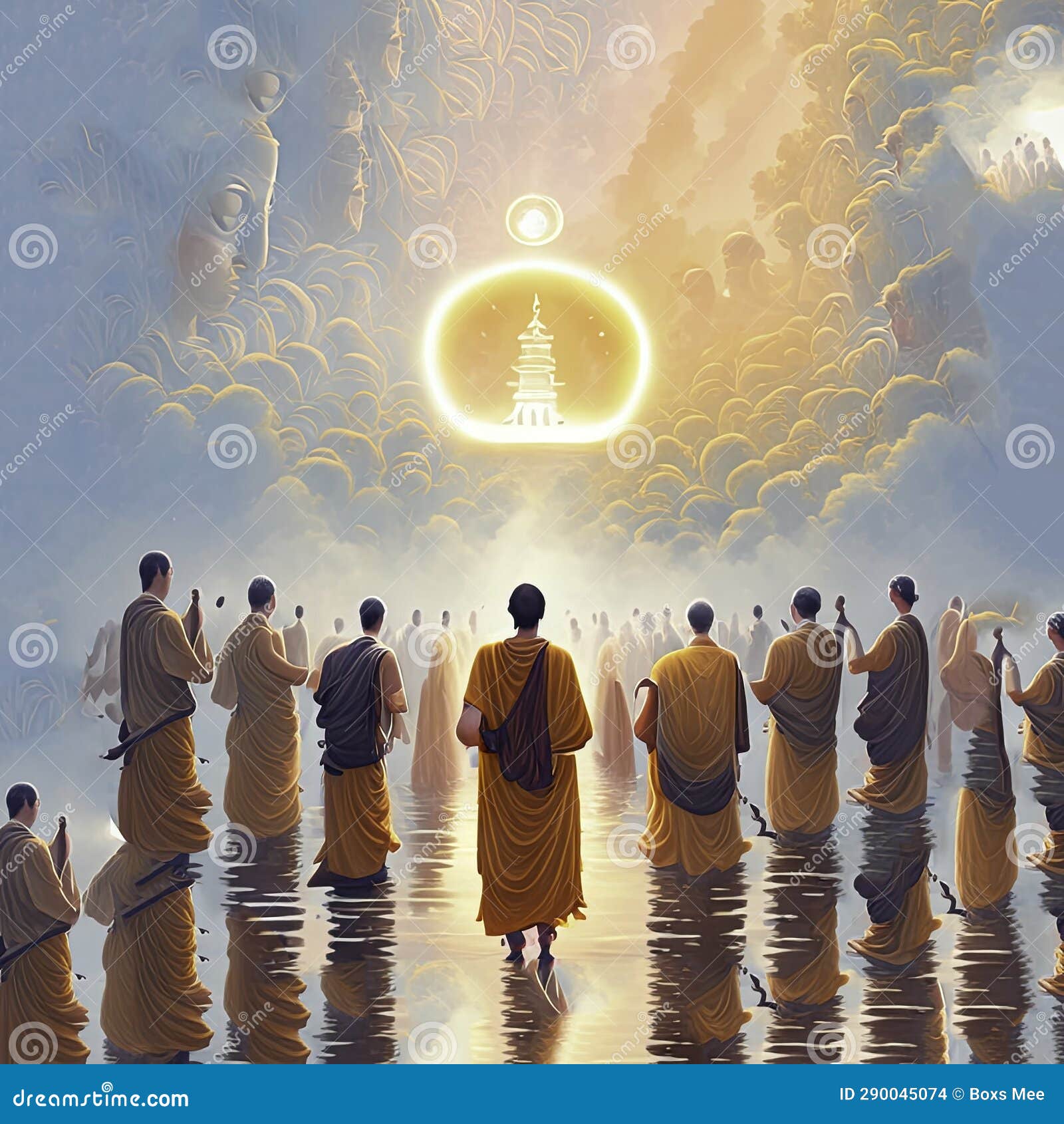 3D Rendering of a Buddhist Monk and a Fire in the Sky AI Generated ...