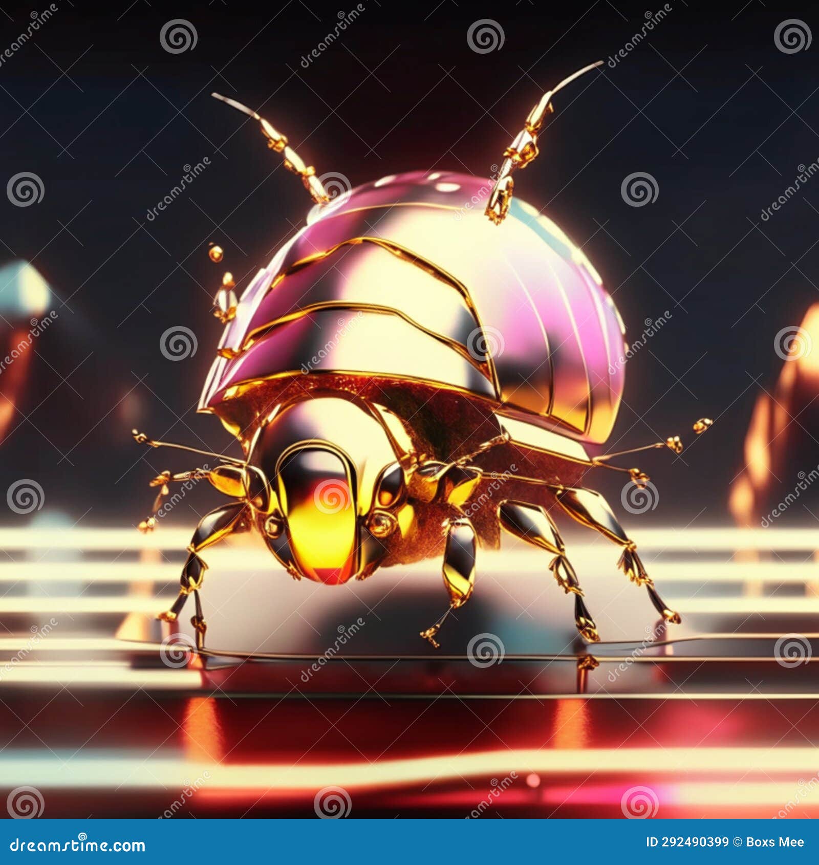 3d Rendering of a Bug in Abstract Background. Computer Digital Drawing ...