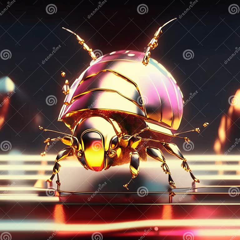 3d Rendering of a Bug in Abstract Background. Computer Digital Drawing ...