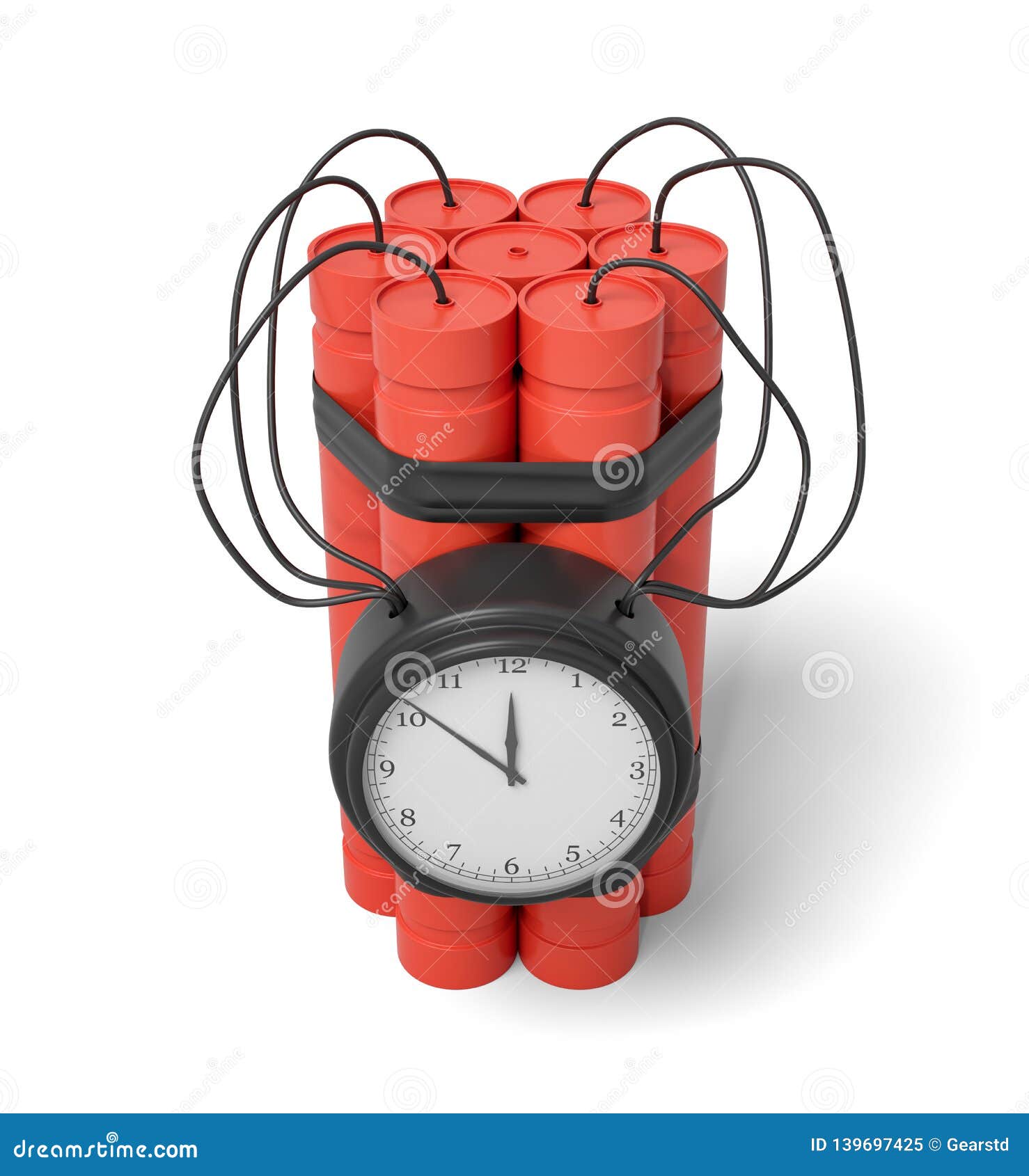 3d Rendering of a Bundle of Dynamite Sticks with a Clock Attached To ...