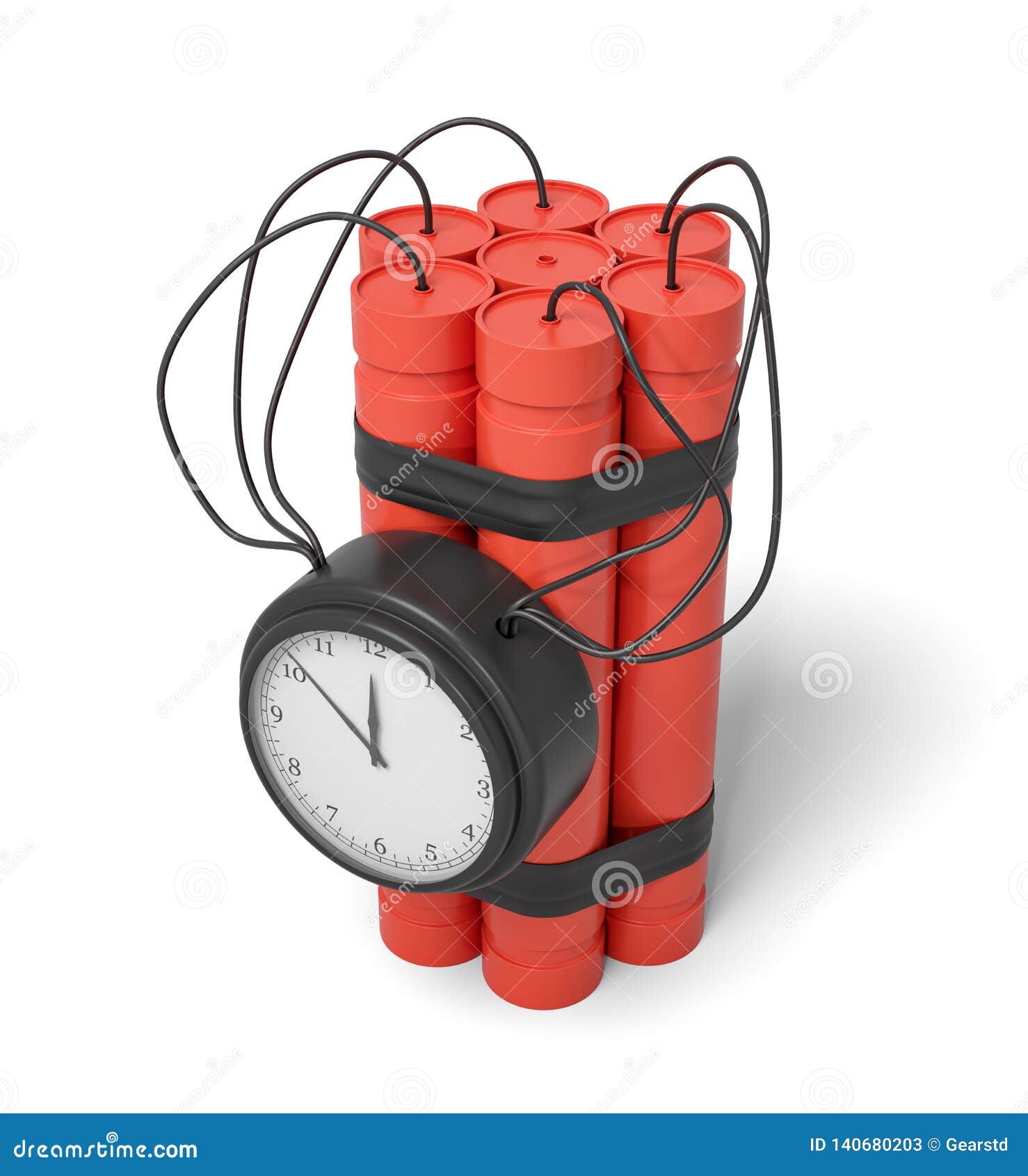 3d Rendering Of A Bundle Of Dynamite Sticks With A Clock Attached To ...
