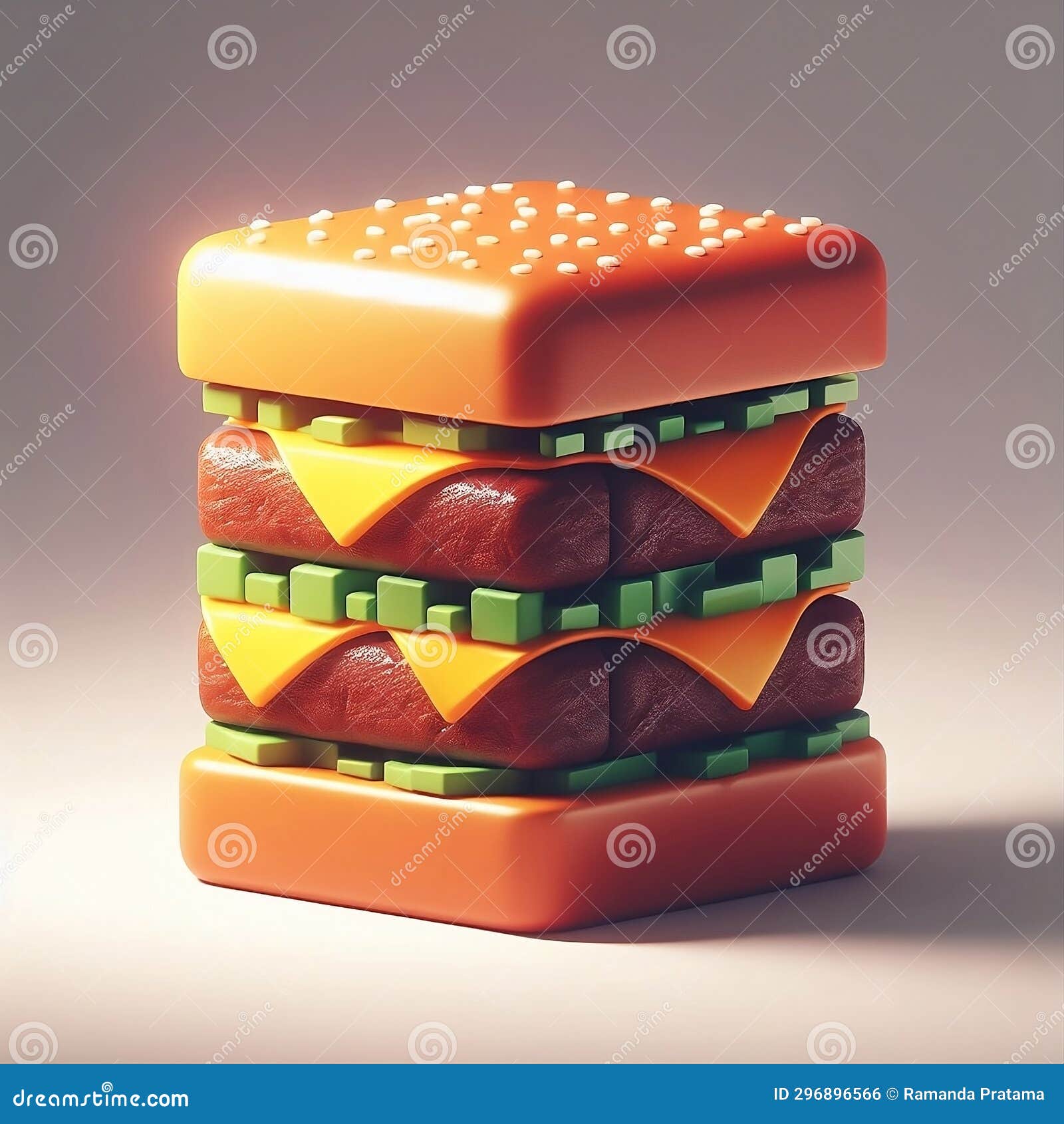 A 3D Cube Shaped Hamburger, Digital Art by AI Generative Stock Photo ...